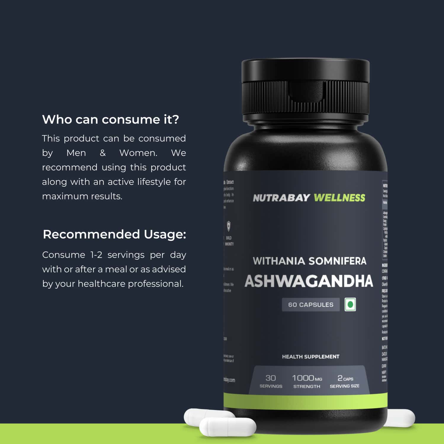 Buy NUTRABAY WELLNESS ASHWAGANDHA CAPSULES (WITHANIA SOMNIFERA ...