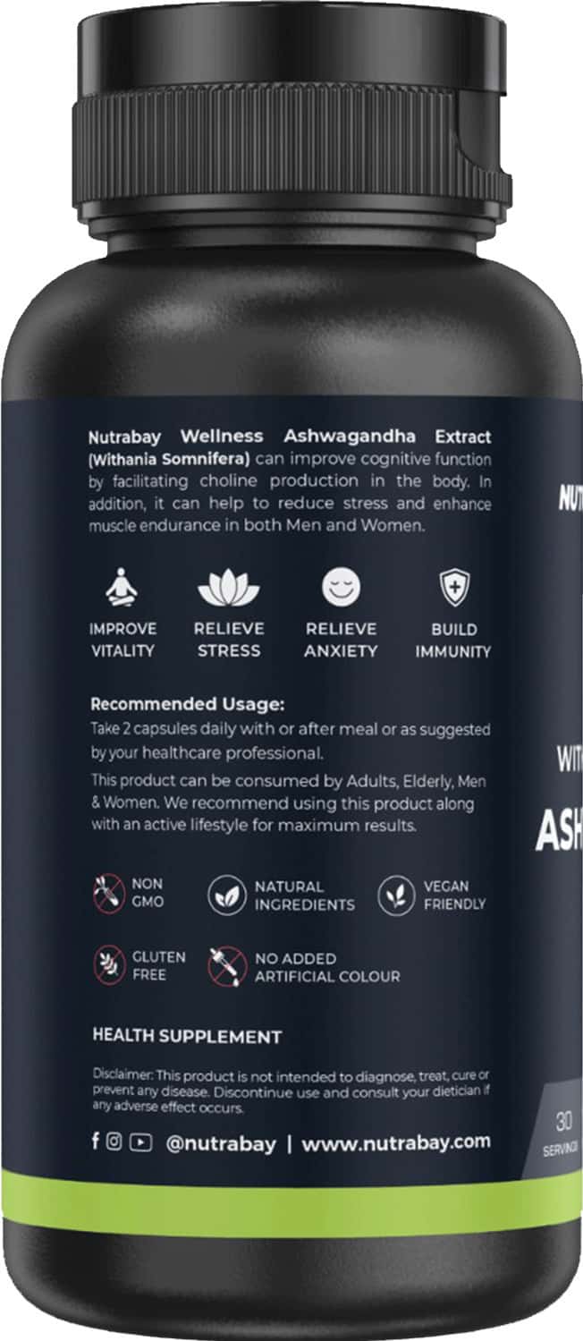Buy NUTRABAY WELLNESS ASHWAGANDHA CAPSULES (WITHANIA SOMNIFERA ...