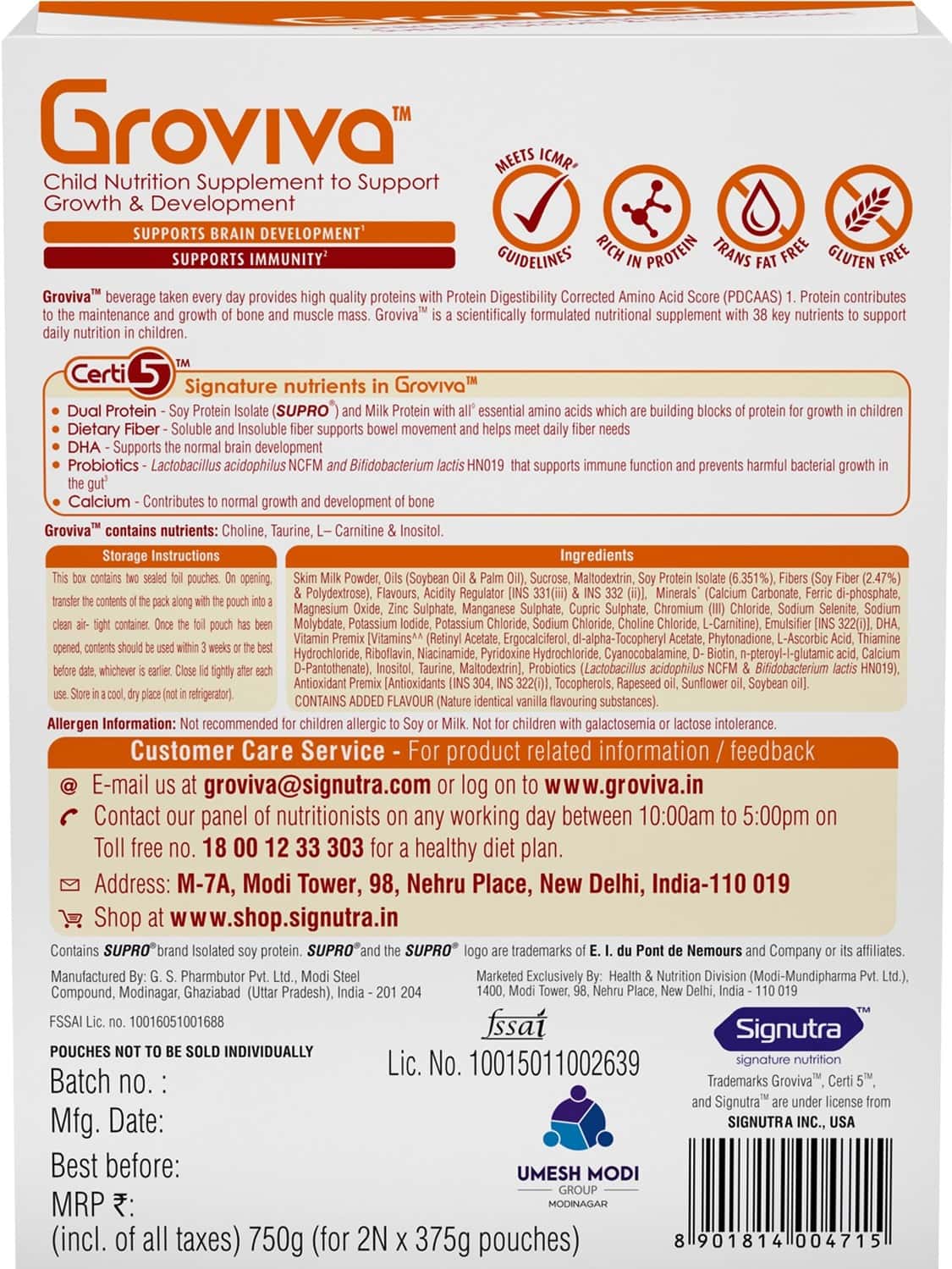 Buy GROVIVA CHILD NUTRITION SUPPLEMENT VANILLA - 750 GM Online & Get ...