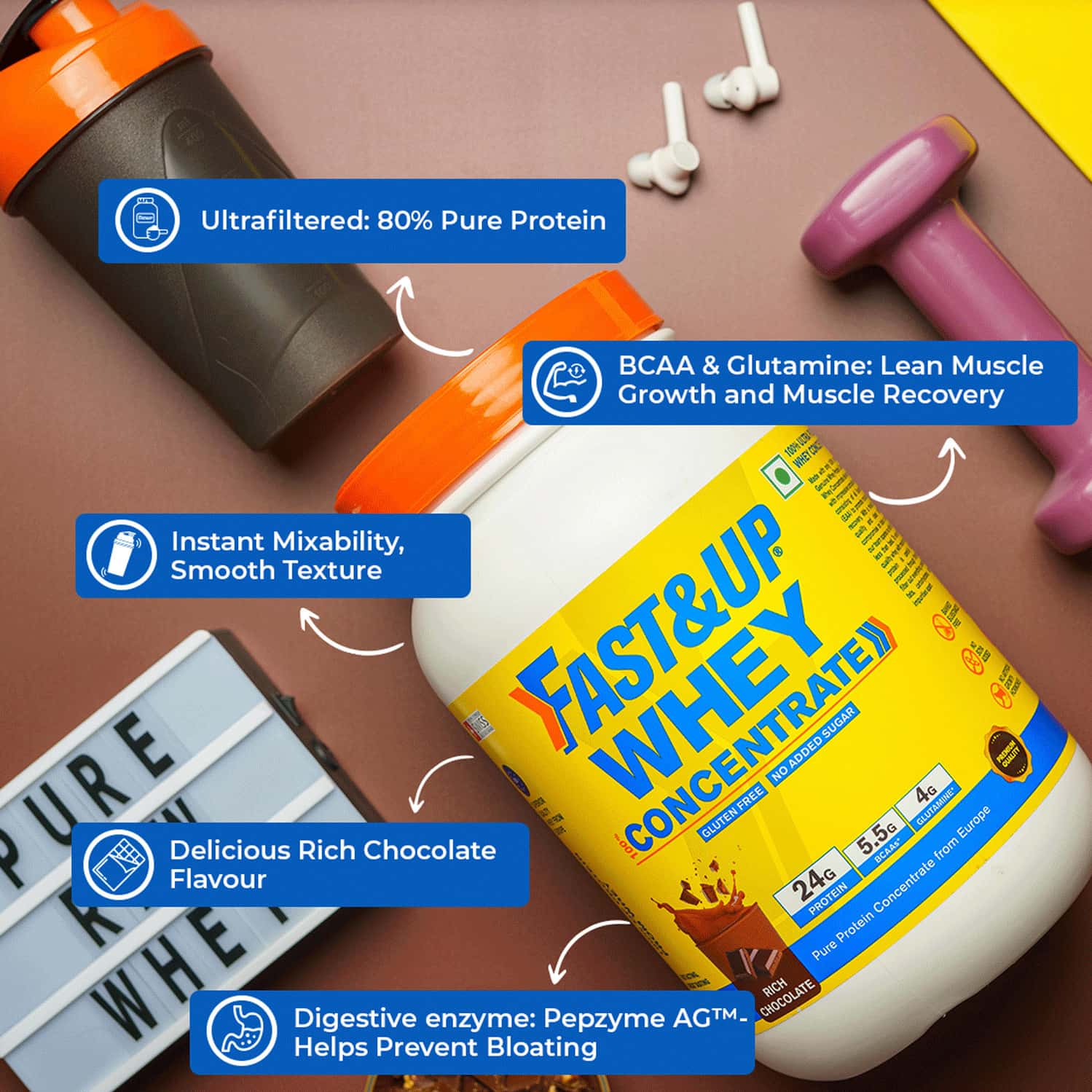 Buy FAST&UP WHEY CONCENTRATE PROTEIN RICH CHOCOLATE- 30 SERVINGS 960G ...