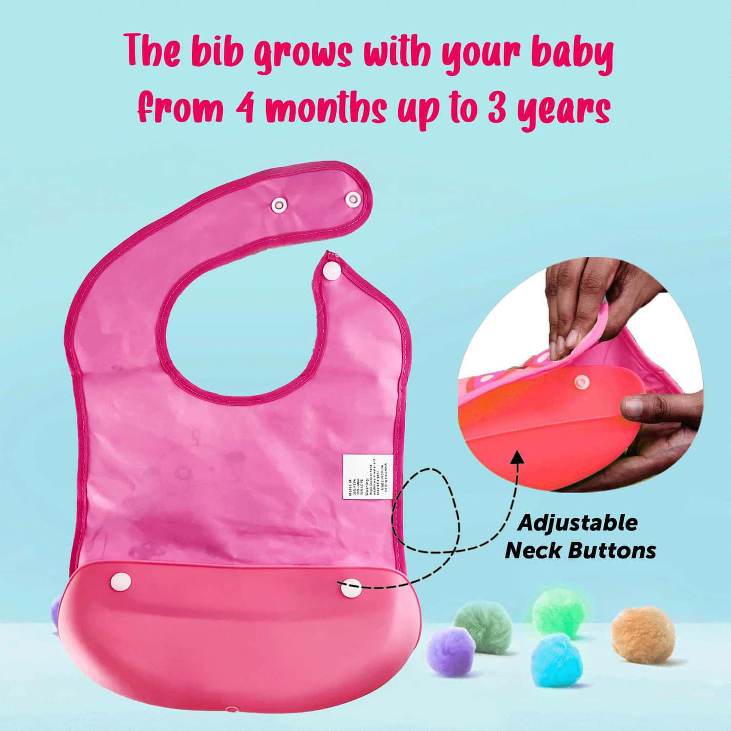 Buy BABY STORY WATERPROOF BABY BIB WITH FOOD CATCHING POCKET (PINK ...