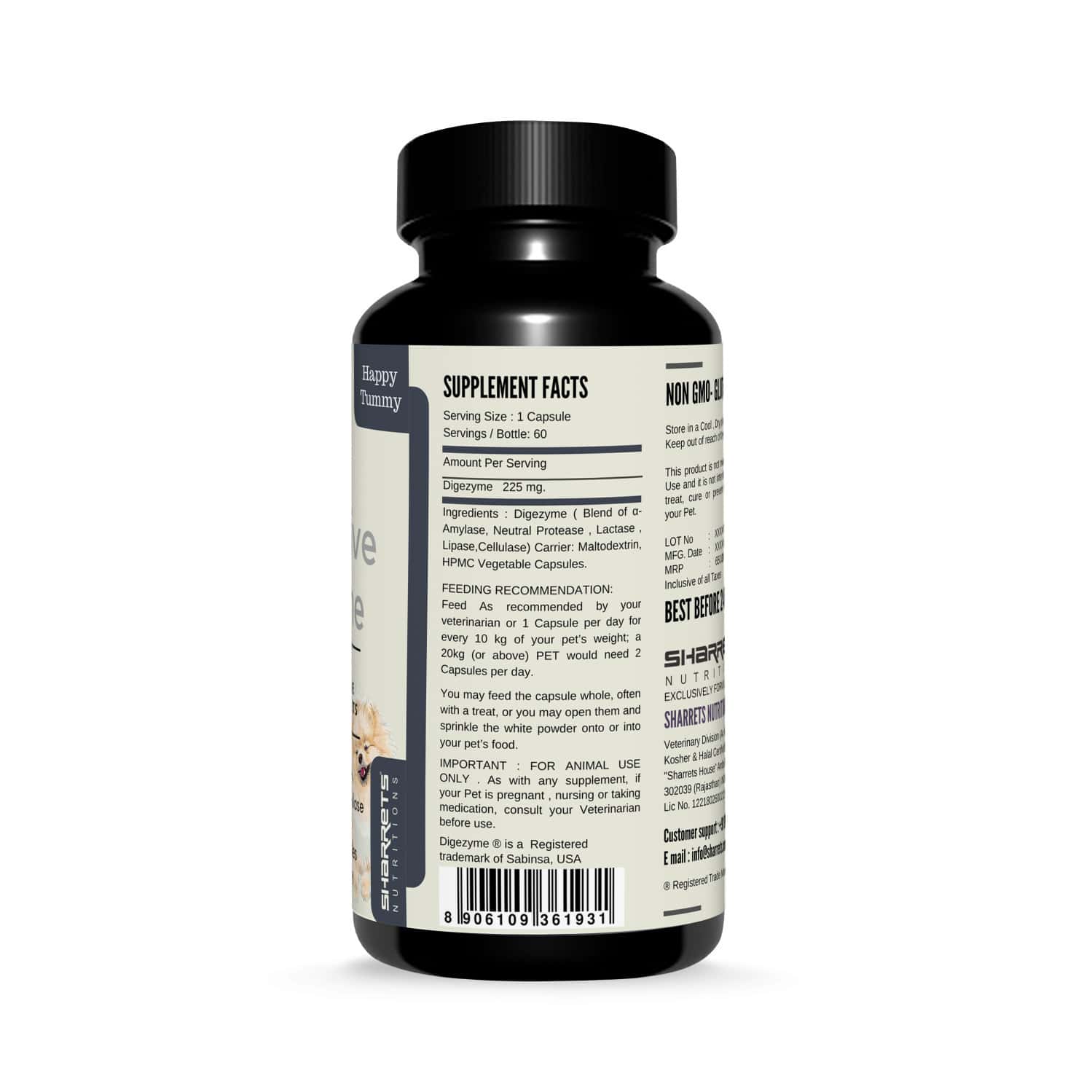 Buy SHARRETS VEGAN DIGESTIVE ENZYME FOR PETS - ?-AMYLASE, NEUTRAL ...
