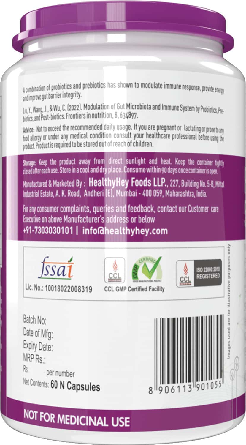 Buy HEALTHYHEY NUTRITION PROBIOTICS 50 BILLION CFU MULTI- STRAINS 60 VEG. CAPSULES Online & Get ...