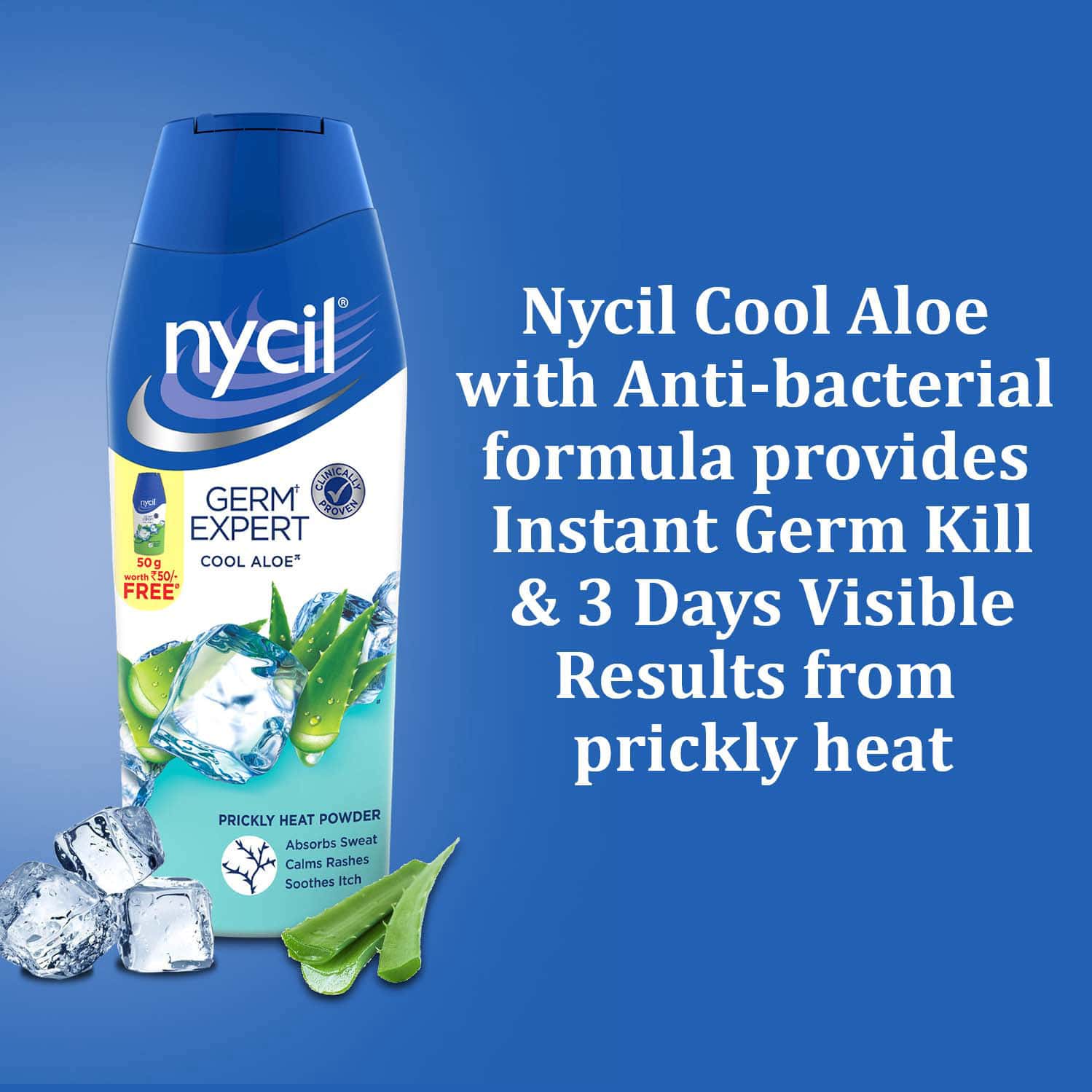 Buy NYCIL COOL ALOE PRICKLY HEAT POWDER BOTTLE OF 150 G (COOL HERBAL ...