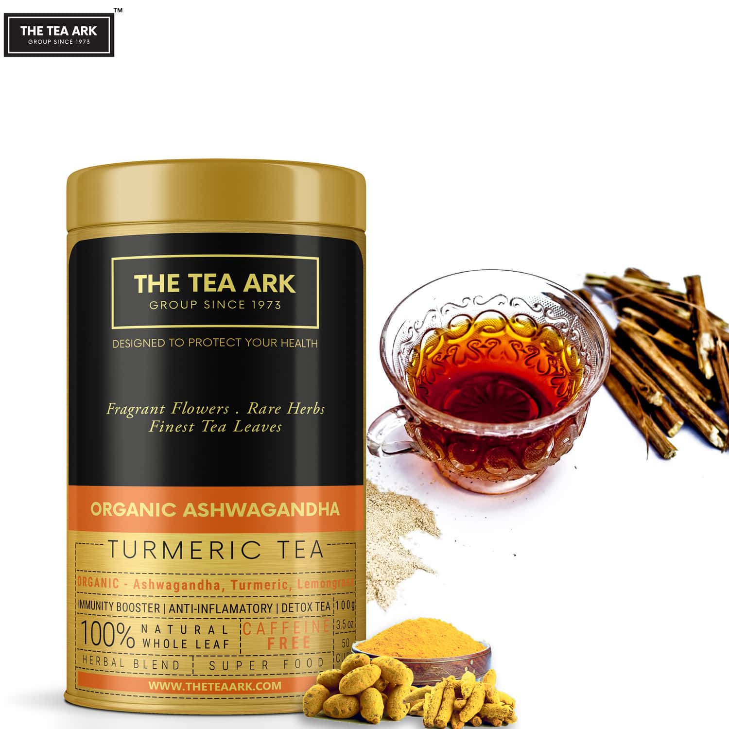 Buy THE TEA ARK ORGANIC ASHWAGANDHA, TURMERIC & LEMONGRASS TEA, 100 GMS ...