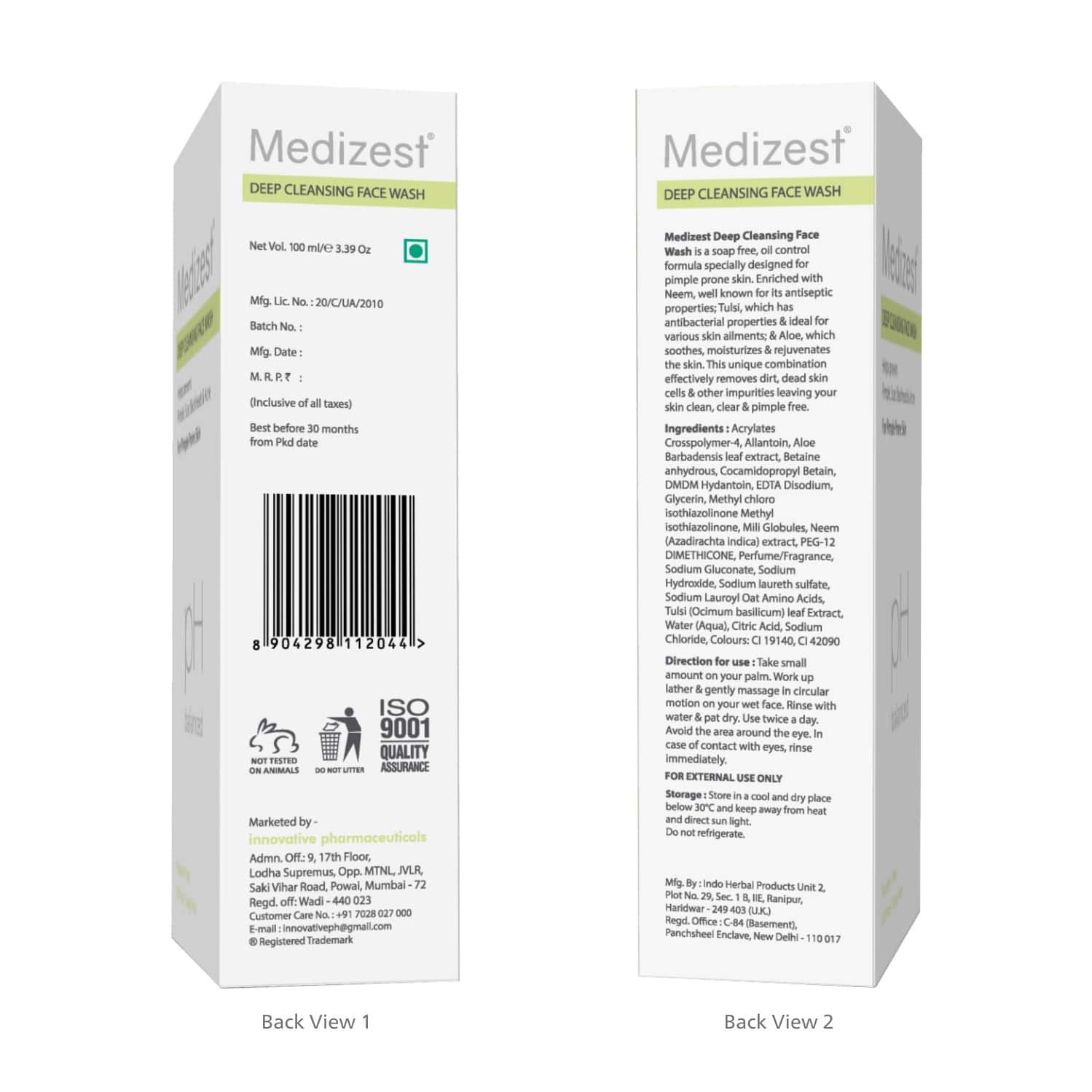 Buy MEDIZEST DEEP CLEANSING FACE WASH 100 ML | NEEM & ALOE VERA ...