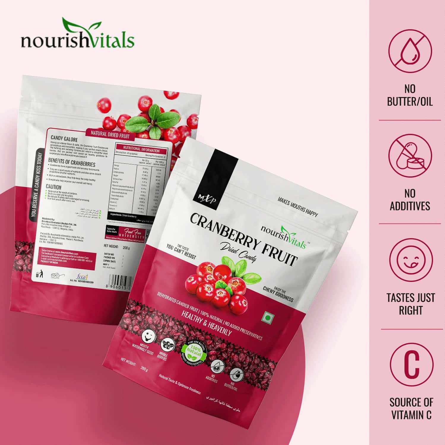 Buy NOURISHVITALS HEALTHY MUNCHING COMBO | CRANBERRY FRUIT CANDY + AMLA ...