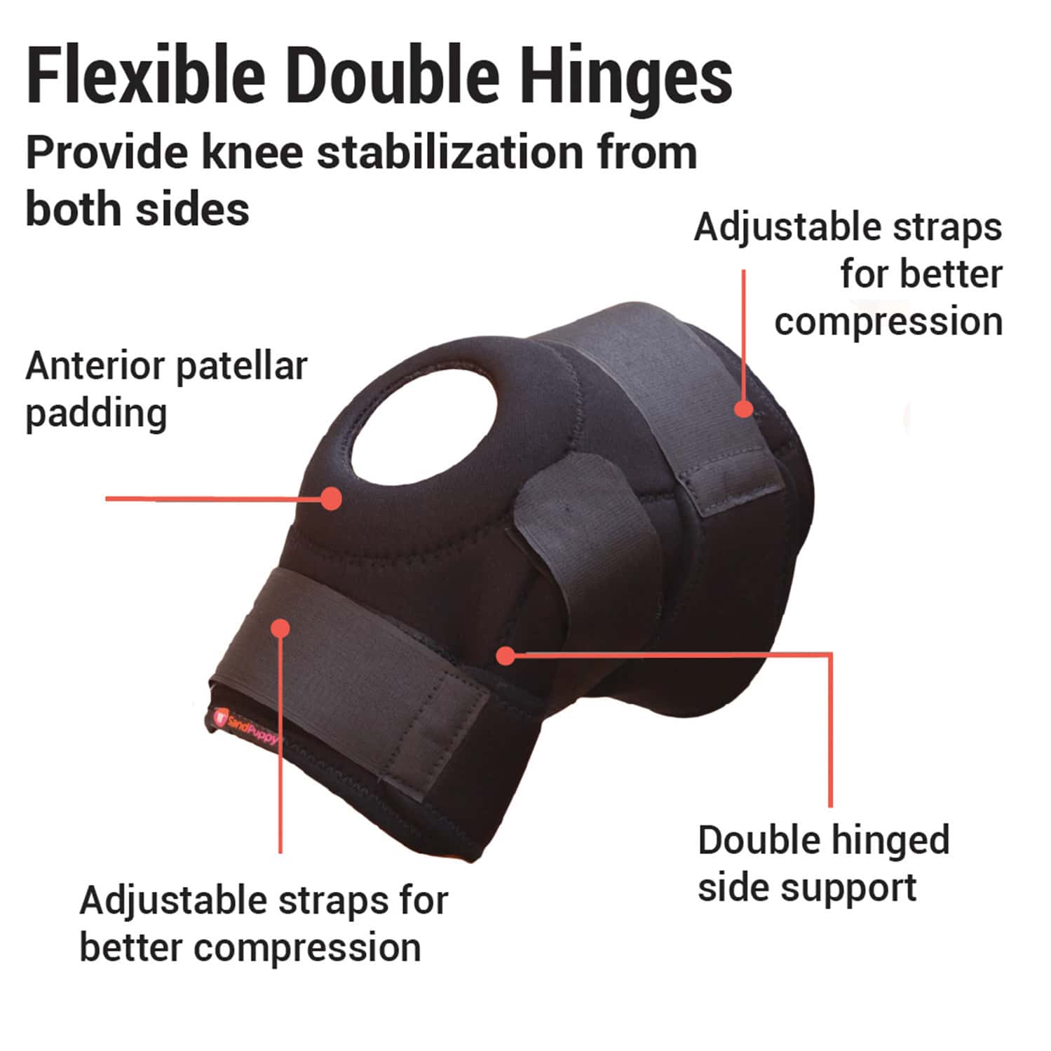Buy SANDPUPPY KNEEBRACE HINGED ADJUSTABLE OPEN PATELLA HINGED KNEE ...