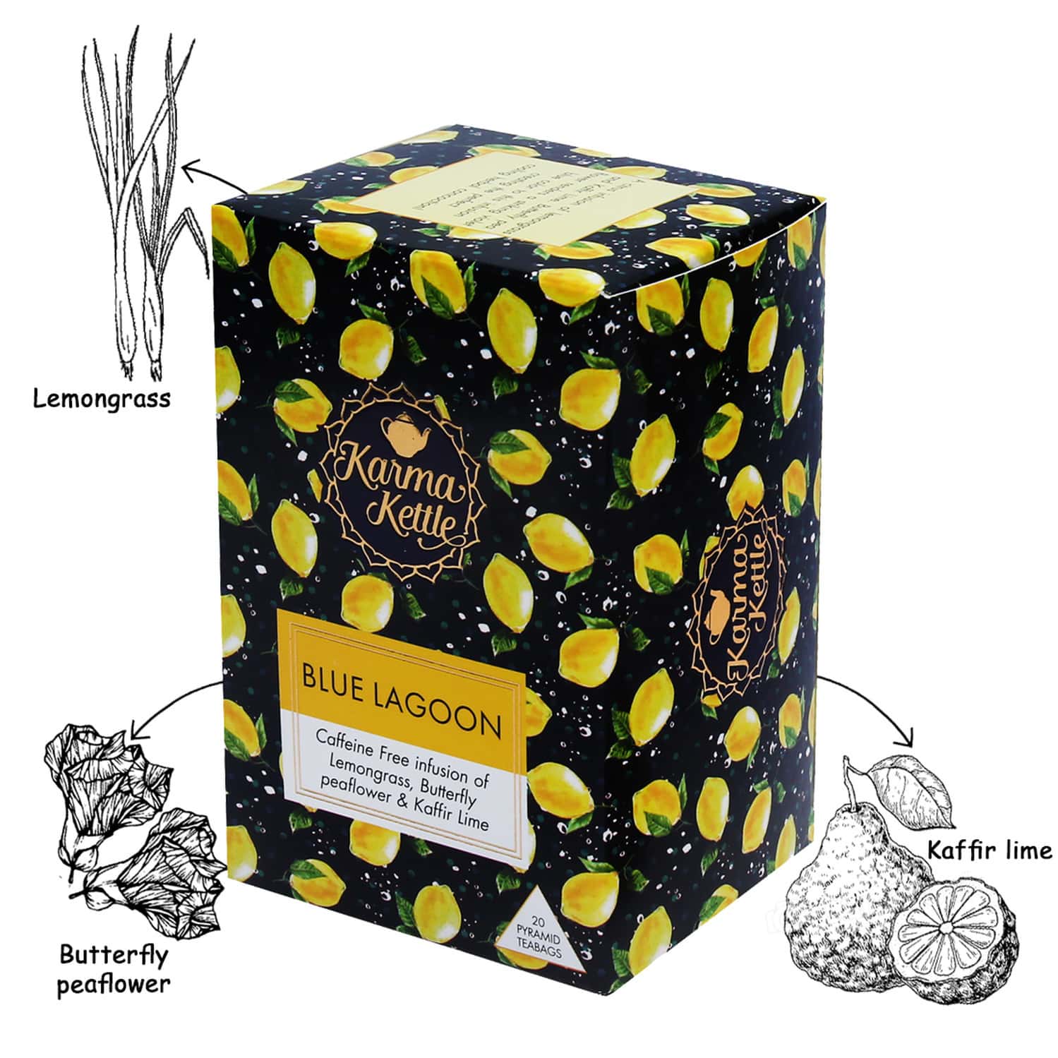Buy KARMA KETTLE BLUE LAGOON-LEMONGRASS TEA WITH LIME,BUTTERFLY PEA ...