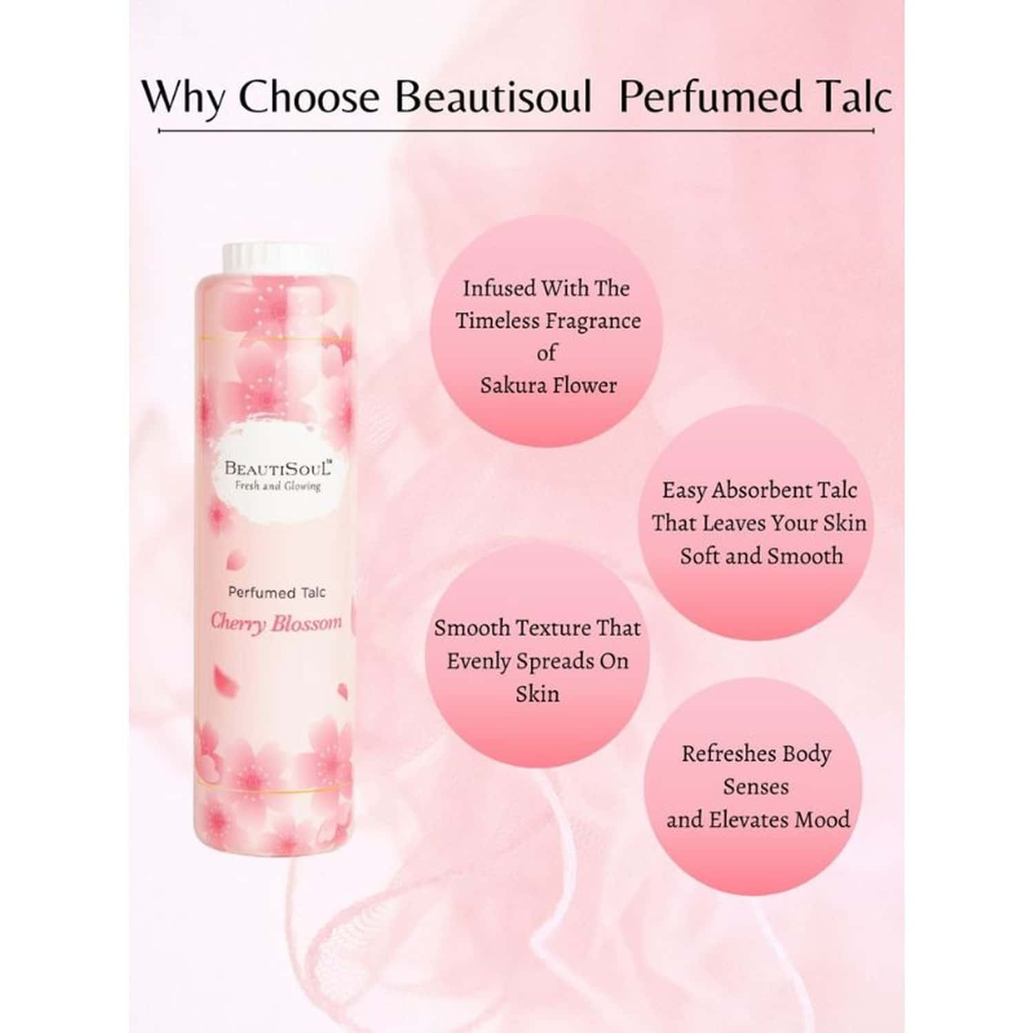 Buy BEAUTISOUL CHERRY BLOSSOM TALCUM POWDER 300GM | WOMEN | REFRESHING ...