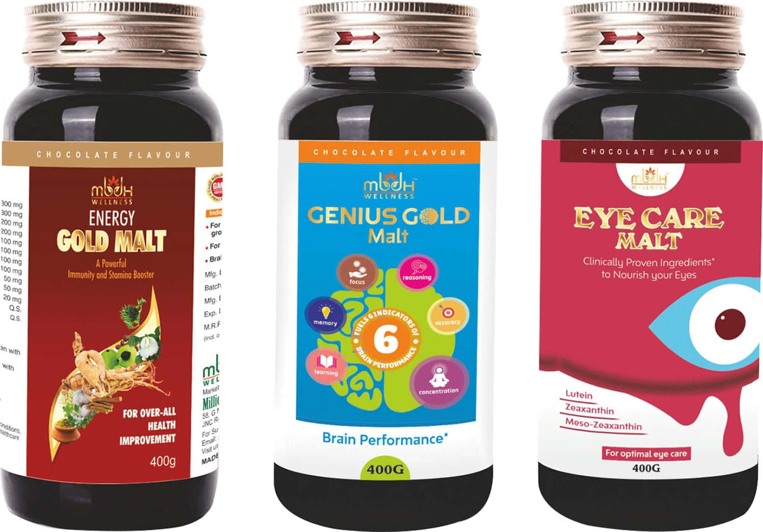 Buy MBDHWELLNESS EYE CARE+GENIUS GOLD+ENERGY GOLD MALT-HERBAL IMMUNITY ...