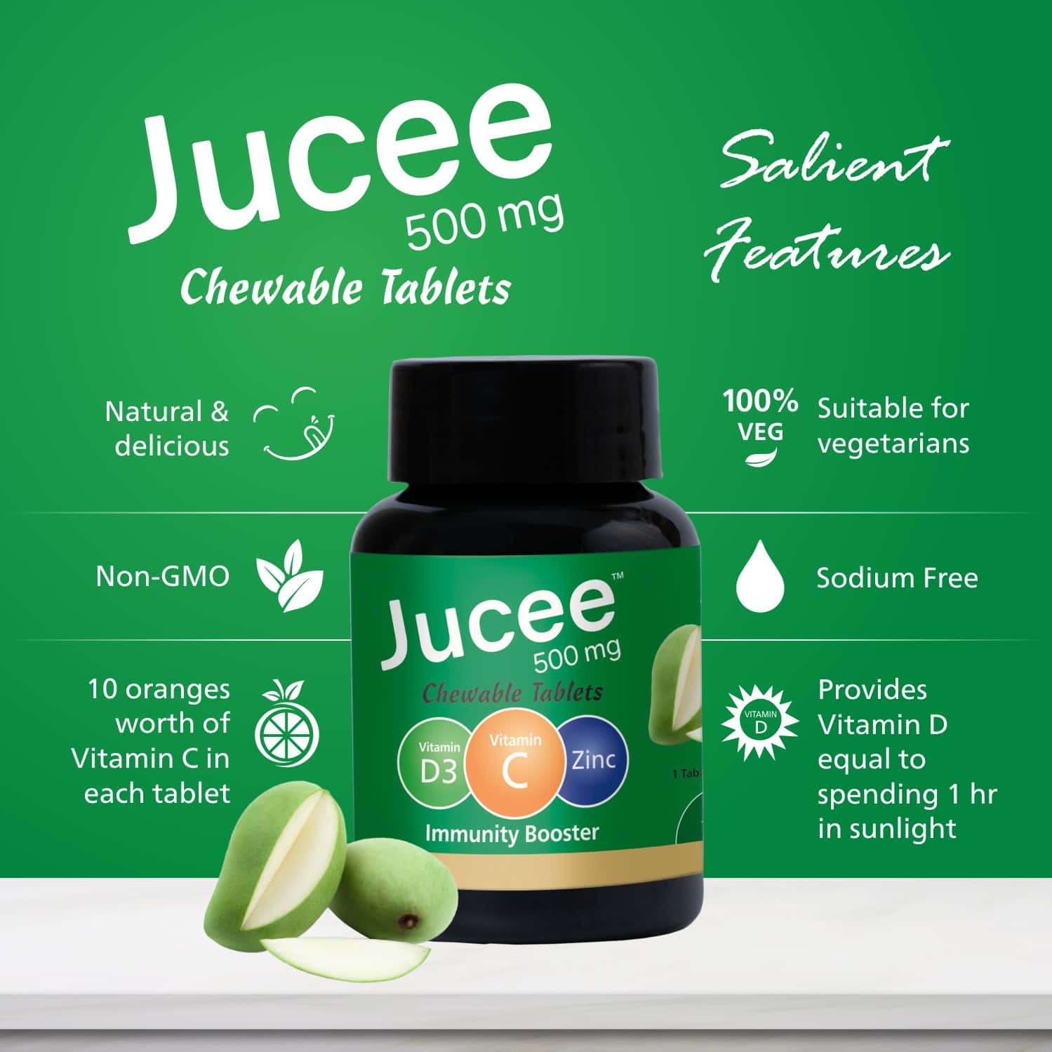 Buy JUCEE CHEWABLE TABLETS 60 CAPS | VITAMINS & ZINC | RAW MANGO ...
