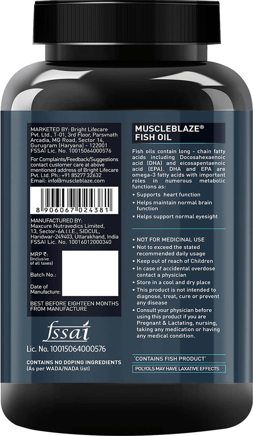 Buy MUSCLEBLAZE MB VITE 120 TABS WITH OMEGA 3 FISH OIL 180 CAPS Online ...