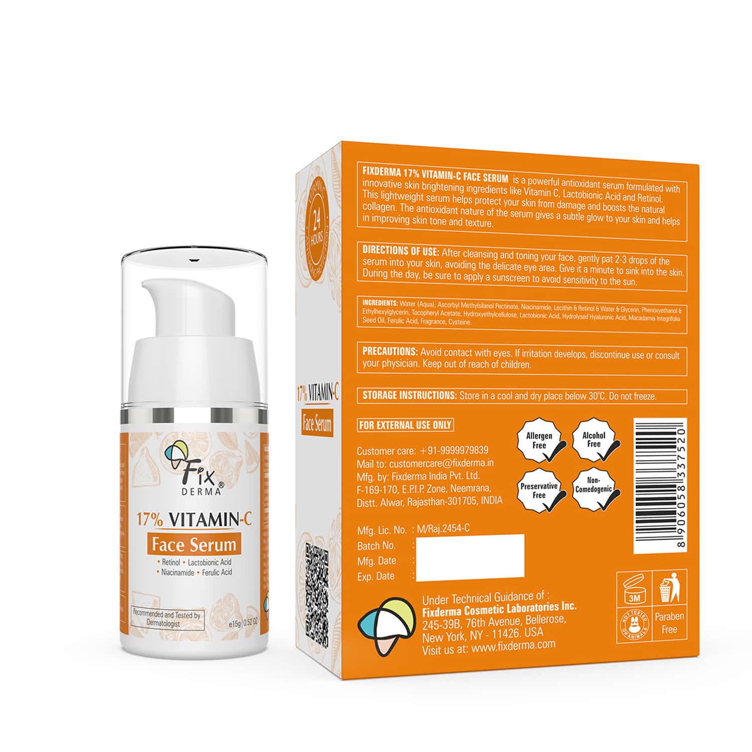 Buy FIXDERMA 17% VITAMIN C FACE SERUM WITH RETINOL NIACINAMIDE - 15G ...