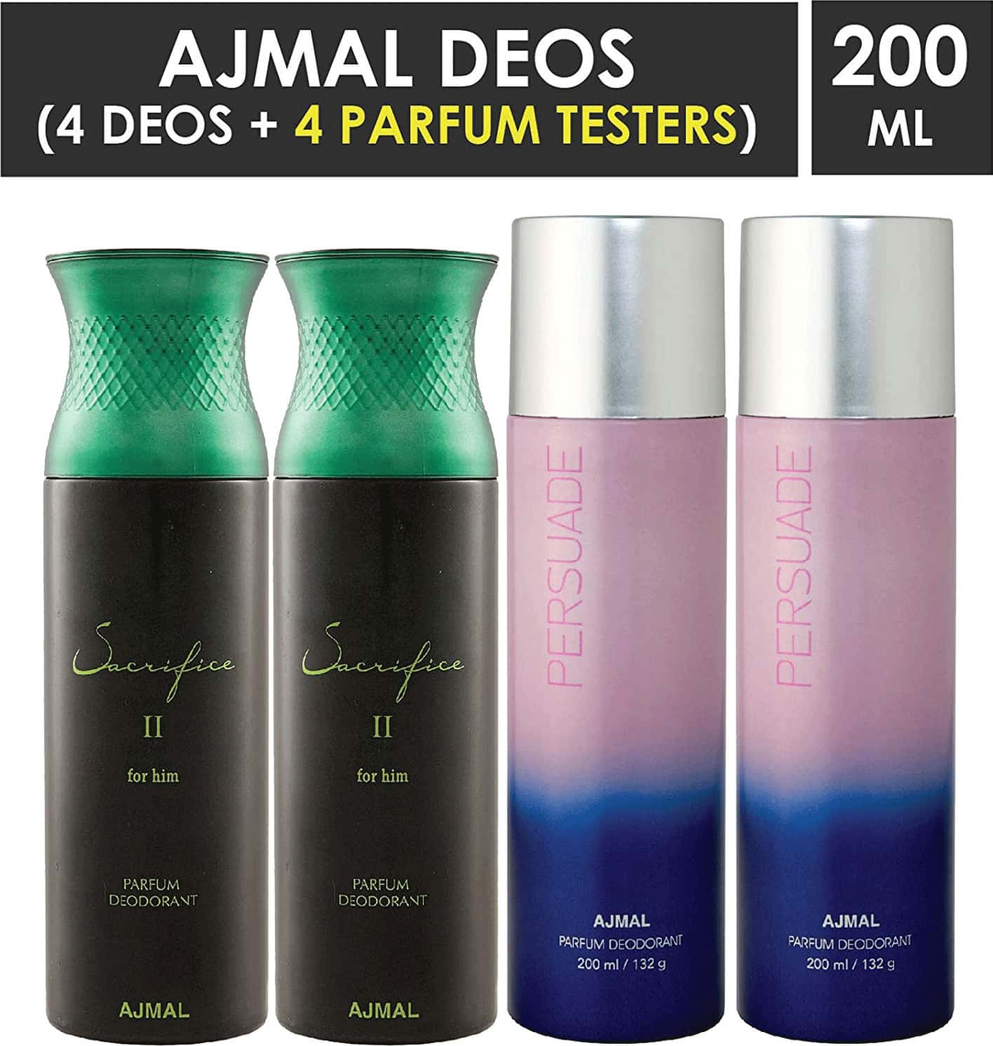 Buy AJMAL 2 SACRIFICE II FOR HIM FOR MEN & 2 PERSUADE FOR MEN & WOMEN ...