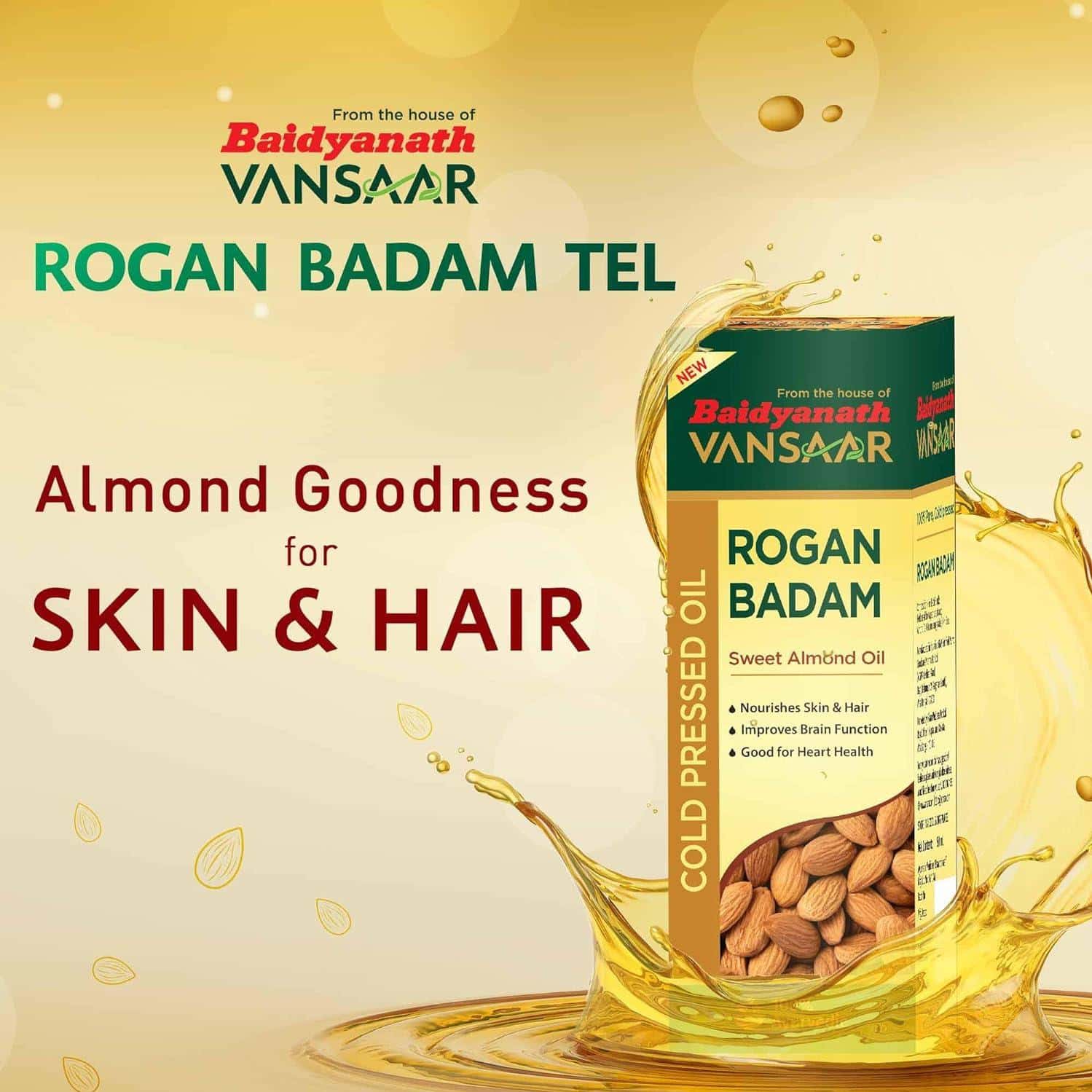 Buy BAIDYANATH 100% PURE GOODCARE ROGHAN ALMOND OIL 50ML Online & Get ...