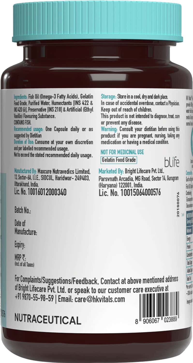 Buy HEALTHKART HK VITALS FISH OIL 1000MG WITH 180MG EPA AND 120MG DHA ...