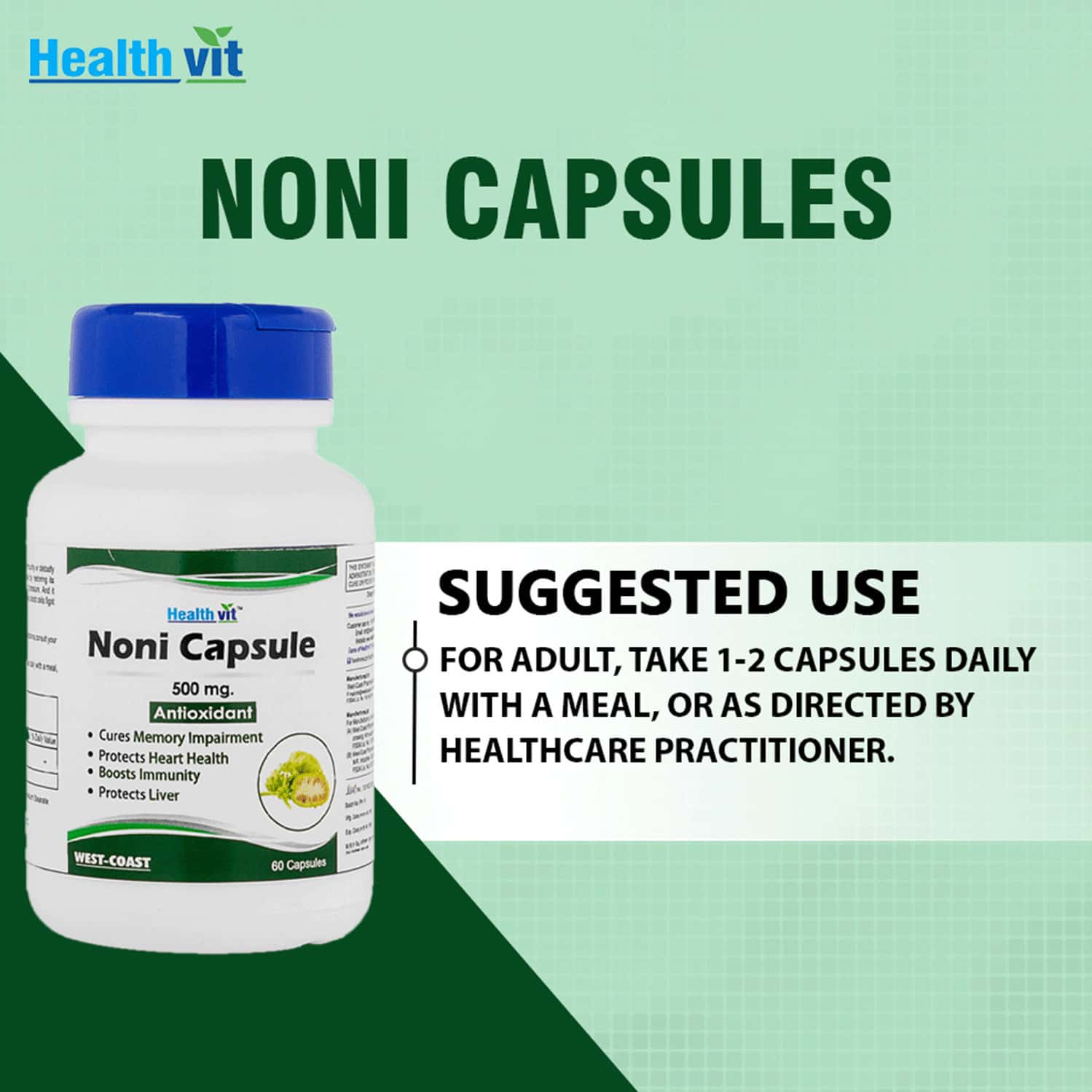Buy HEALTHVIT NONI EXTRACT 500 MG ANTIOXIDANT - 60 CAPSULES Online ...
