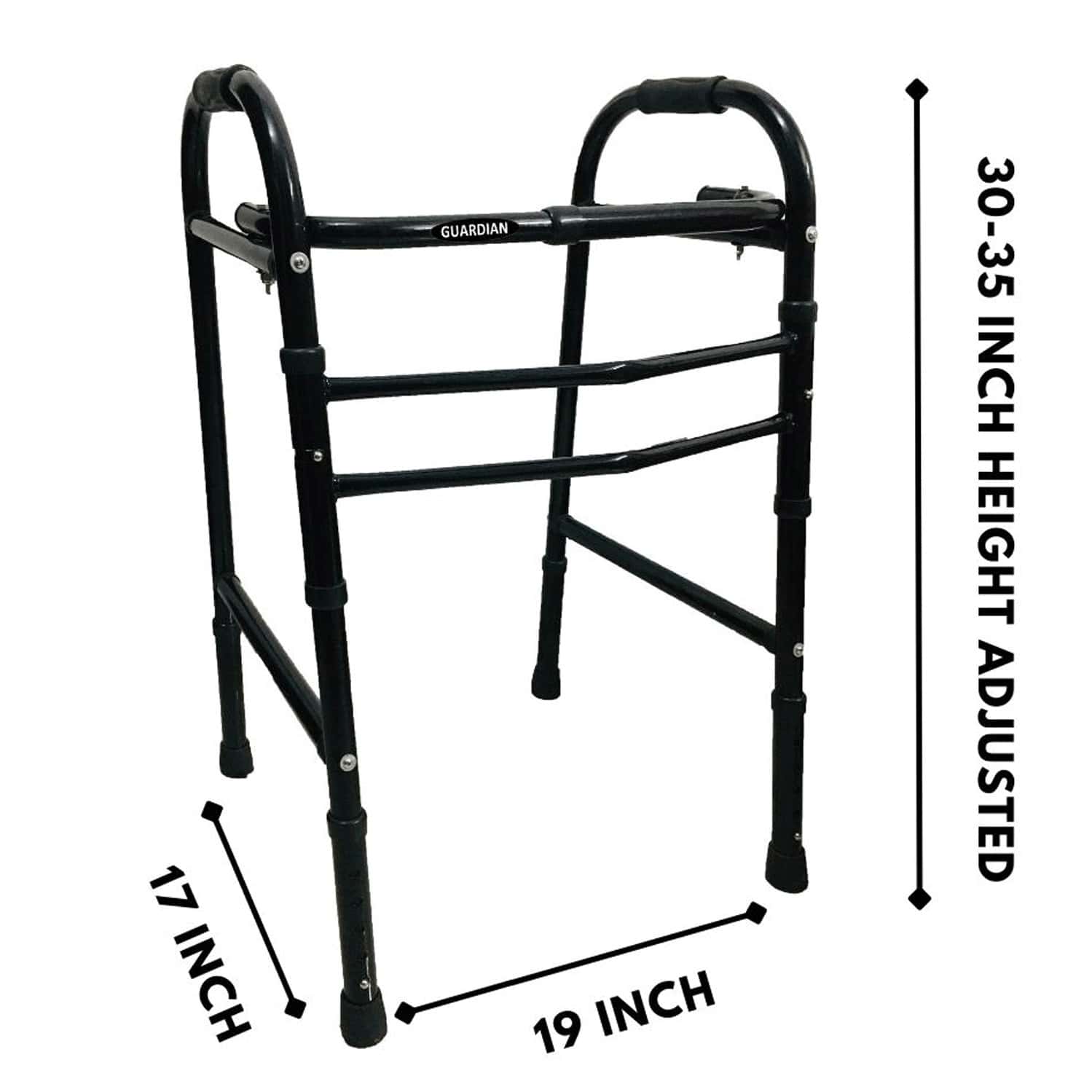 Buy GUARDIAN WALKING WALKER FOR PATIENTS, FOLDABLE WALKER, BLACK Online ...