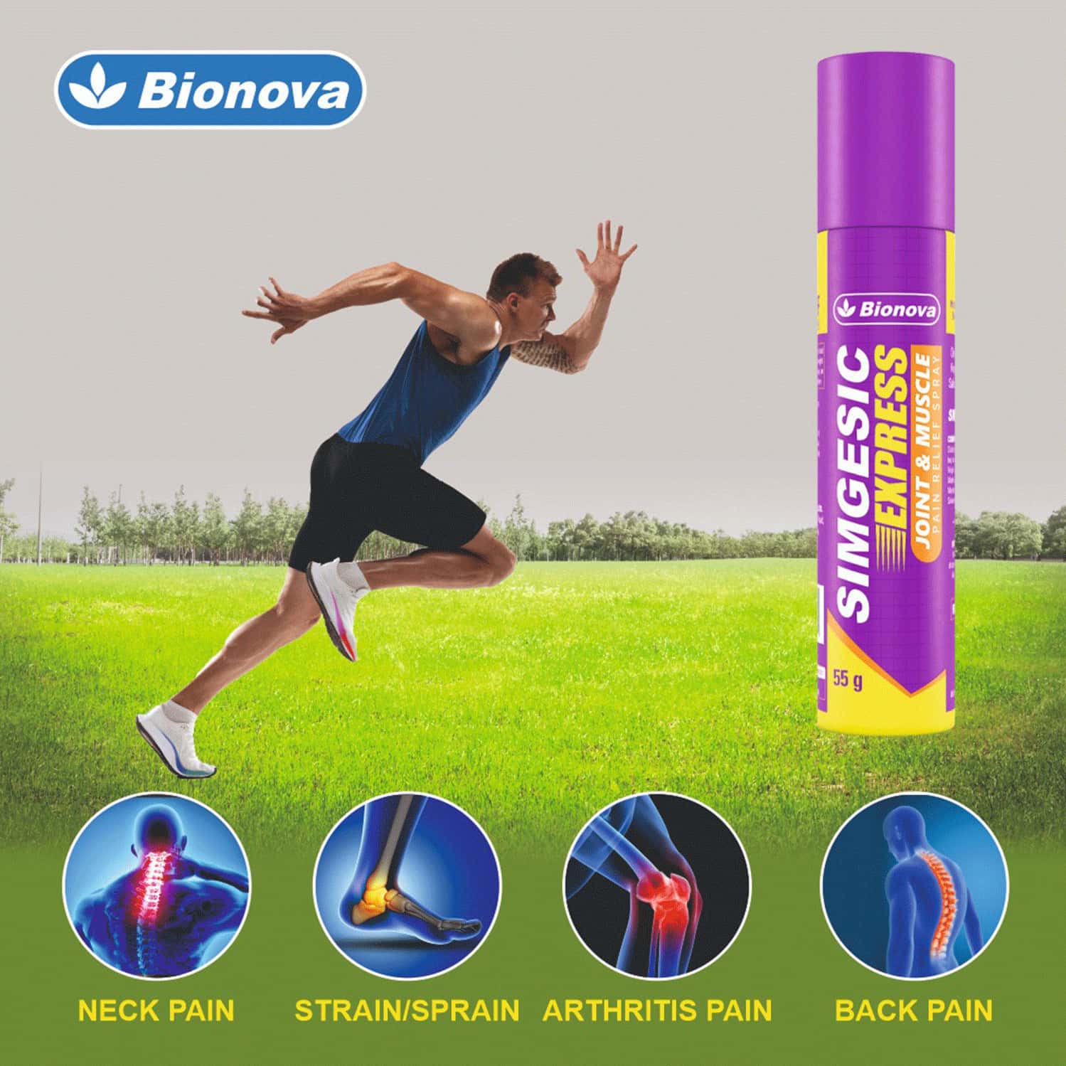 Buy BIONOVA SIMGESIC EXPRESS- JOINT & MUSCLE SPRAY - 55ML Online & Get ...