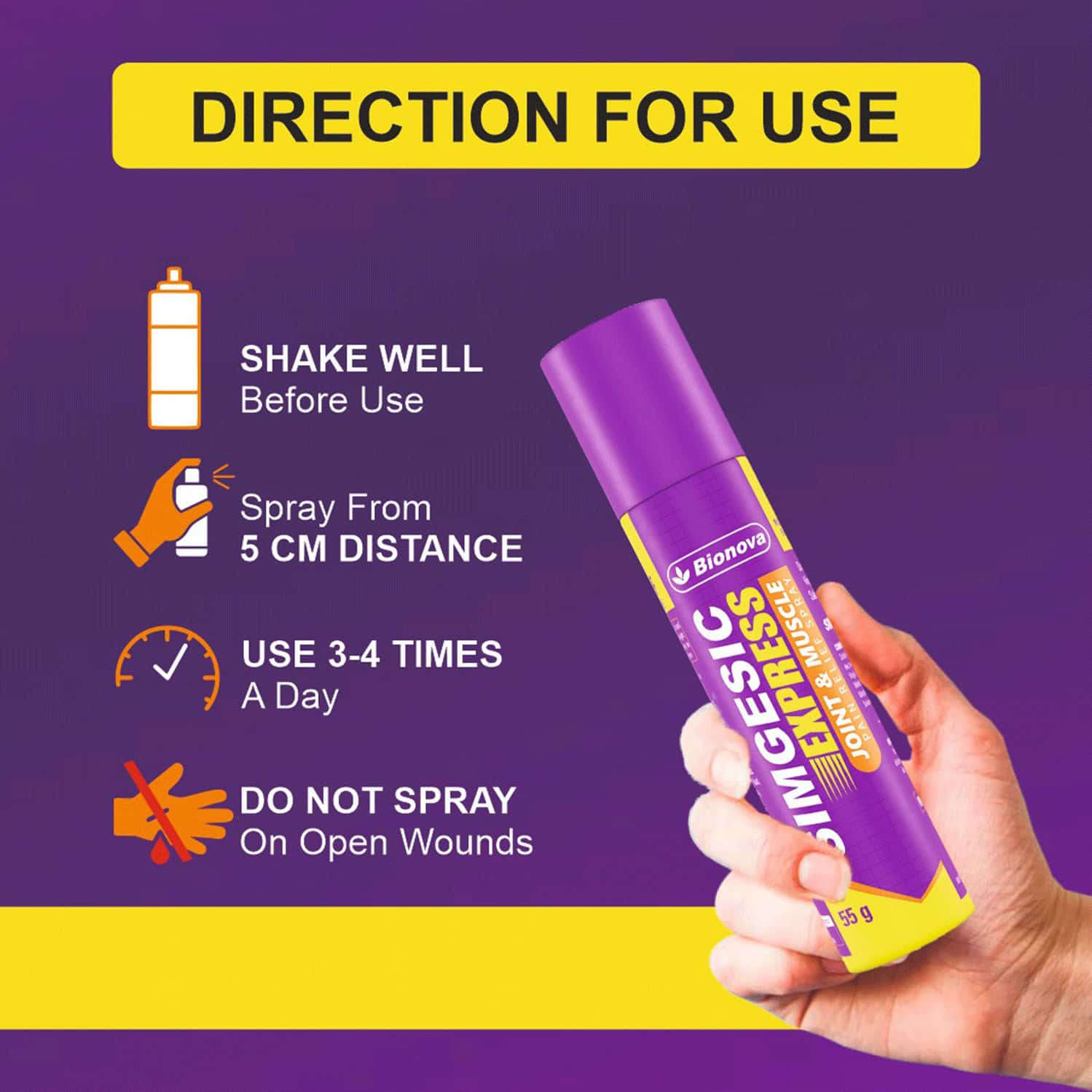Buy BIONOVA SIMGESIC EXPRESS- JOINT & MUSCLE SPRAY - 55ML Online & Get ...