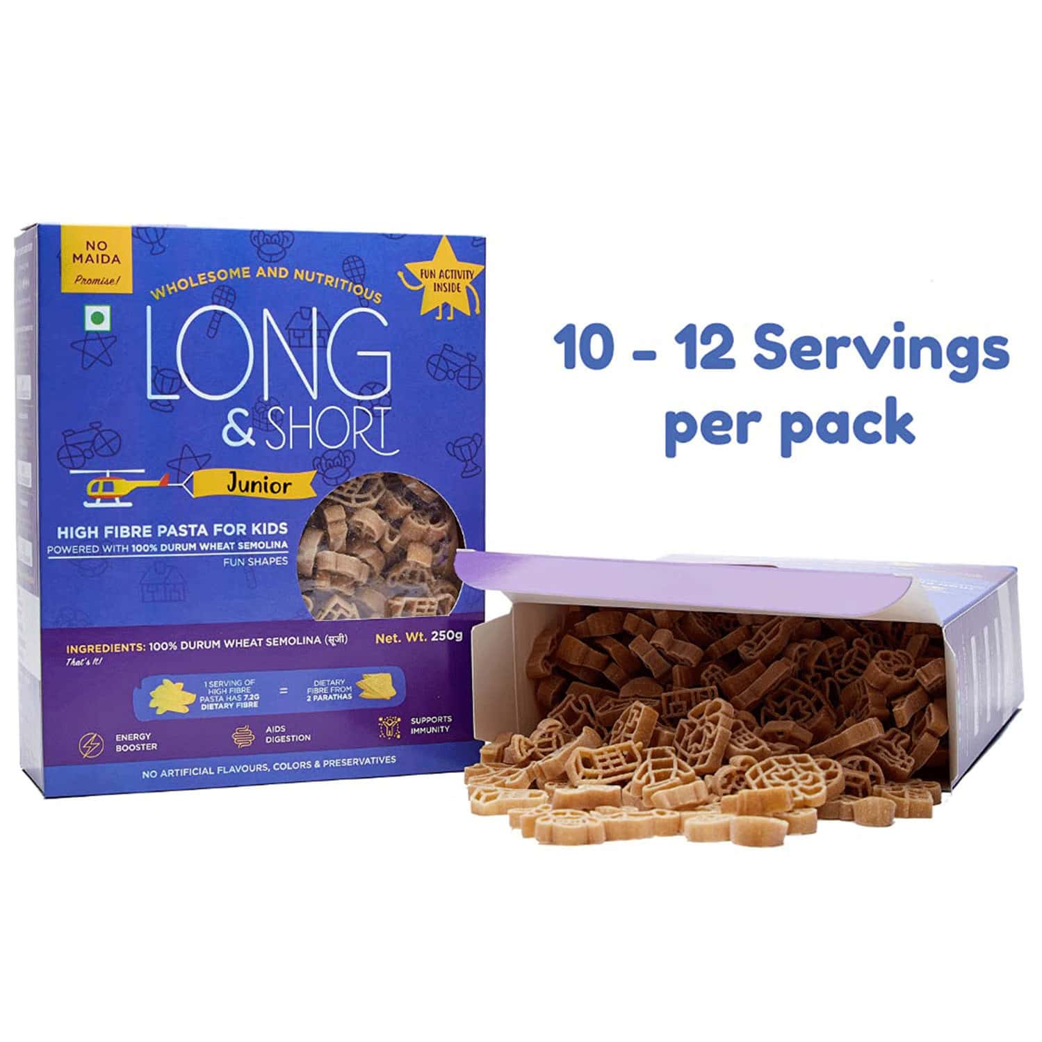 Buy LONG & SHORT HIGH FIBRE KIDS FUN SHAPE PASTA WITH WHOLEGRAIN DURUM ...