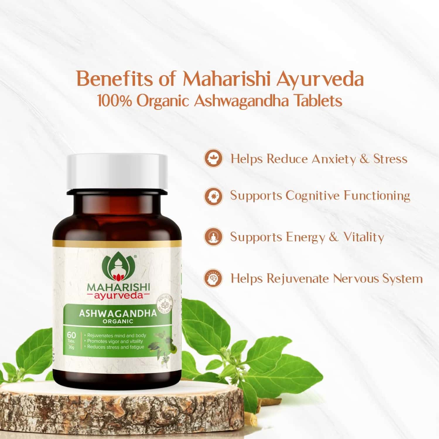 Buy MAHARISHI AYURVEDA ORGANIC ASHWAGANDHA |WELLNESS TABLETS ...