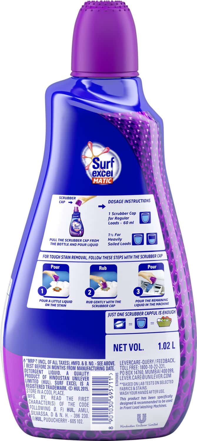 Buy SURF EXCEL MATIC LIQUID DETERGENT FRONT LOAD 1 L Online Get Buy SURF EXCEL MATIC LIQUID DETERGENT FRONT LOAD 1 L Online Get