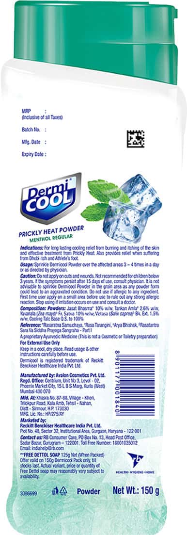 Buy DERMICOOL PRICKLY HEAT POWDER MENTHOL REGULAR WITH DETTOL COOL SOAP ...