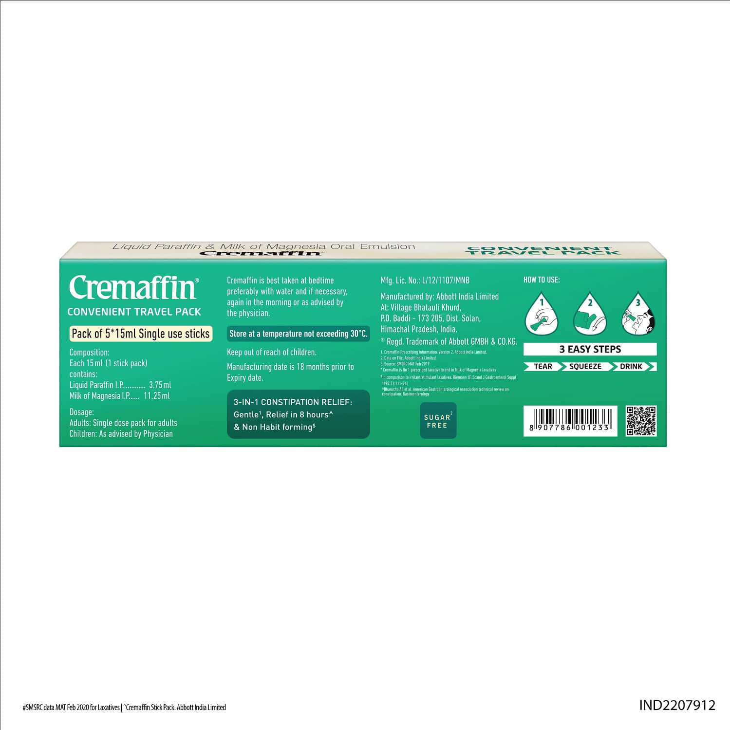 Buy CREMAFFIN TRIAL STICK PACK OF 15ML (PACK OF 5) - MINT Online & Get ...