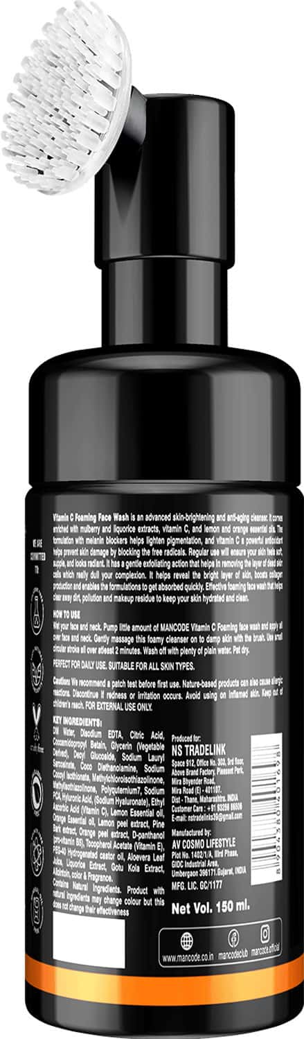 Buy MANCODE BRIGHTENING VITAMIN C FOAMING FACE WASH 150ML Online & Get ...