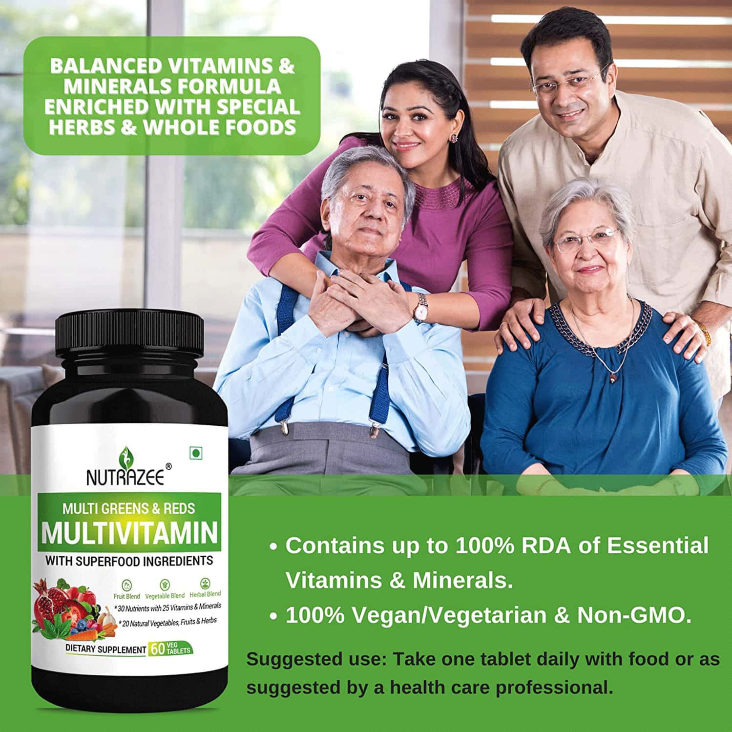 Buy NUTRAZEE MULTI GREENS & REDS MULTIVITAMIN 60 VEGAN TABLETS Online ...