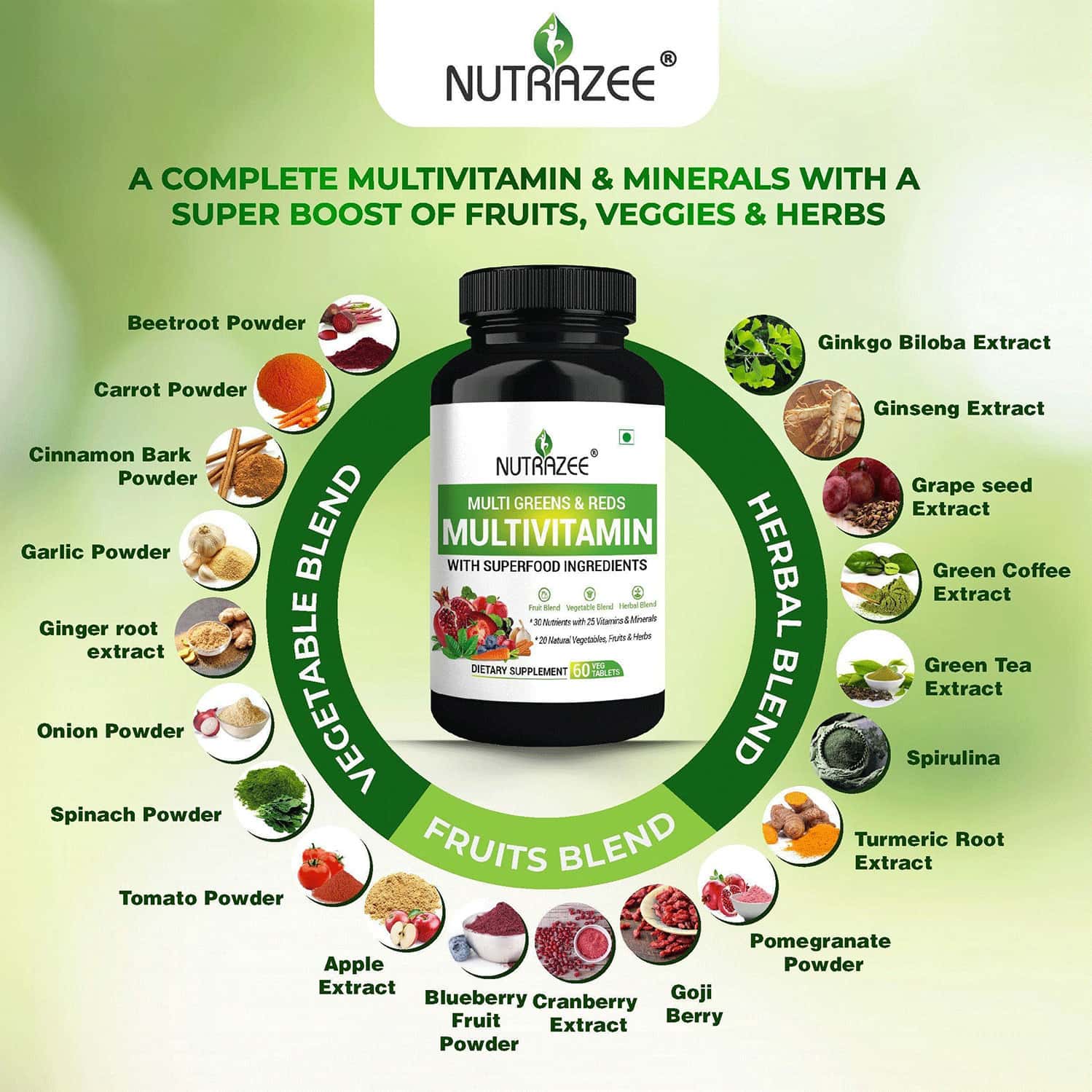 Buy NUTRAZEE MULTI GREENS & REDS MULTIVITAMIN 60 VEGAN TABLETS Online ...