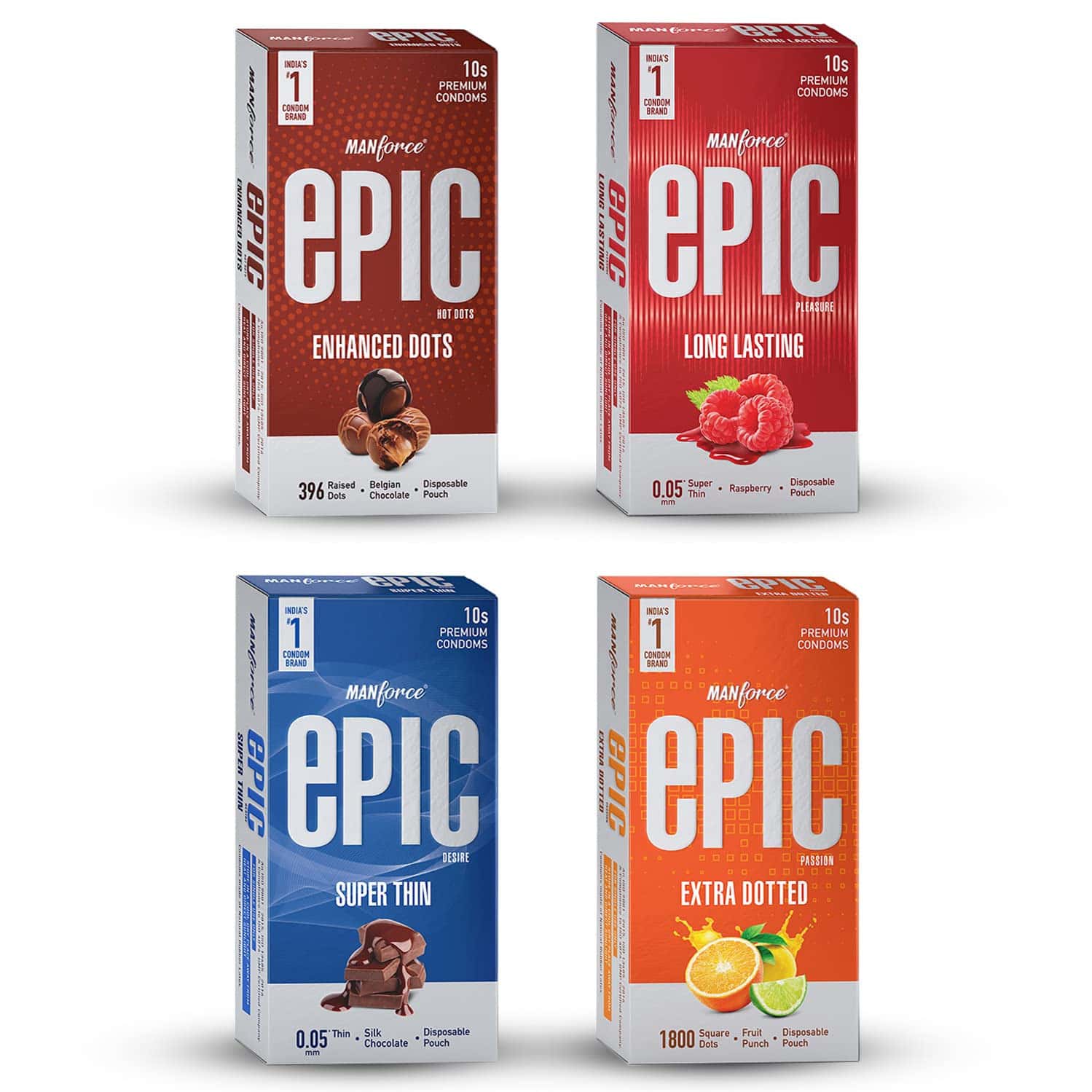 Buy MANFORCE EPIC PACK, MULTI FLAVOUR 10S(PACK OF 4) Online & Get Upto ...