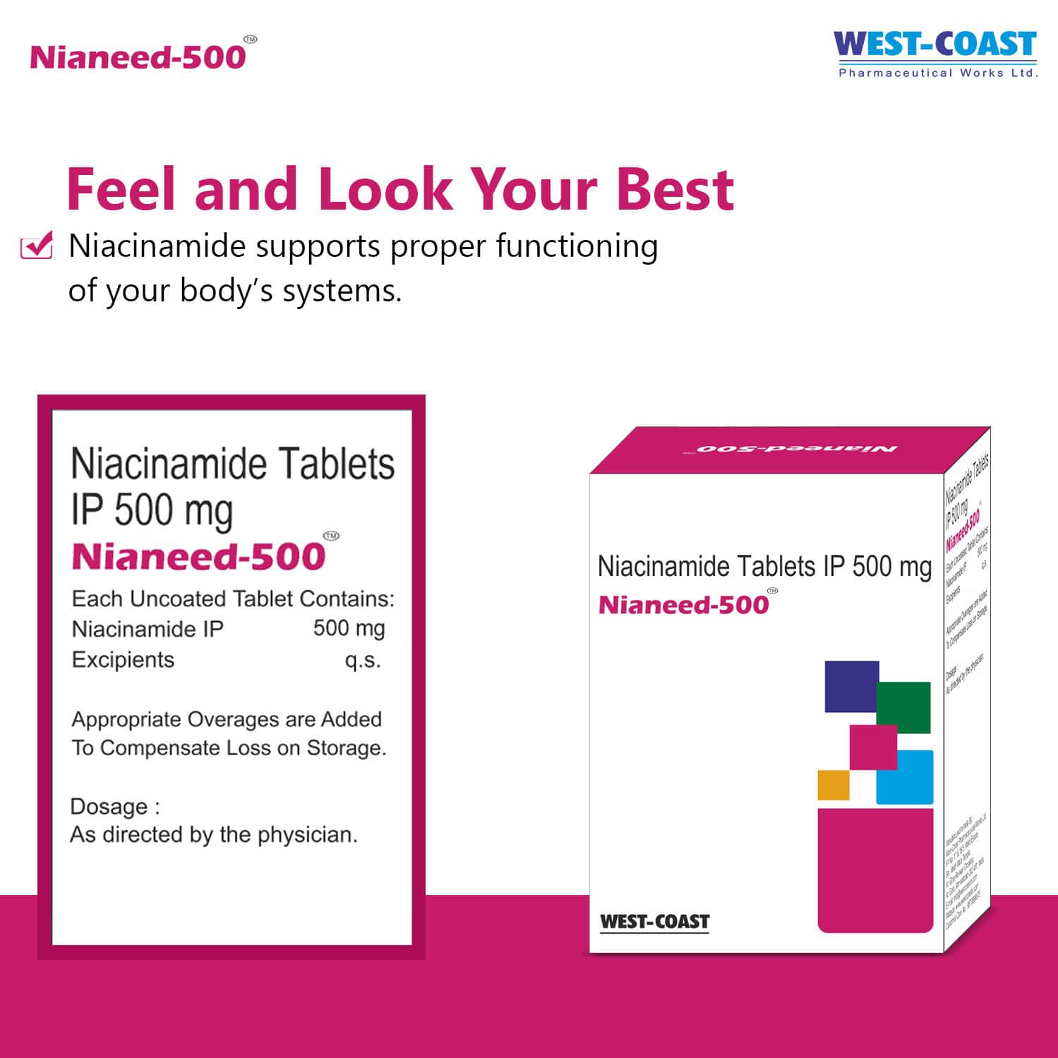 Buy WEST COAST NIANEED 500 NIACINAMIDE FOR BLOOD CIRCULATION & SKIN ...