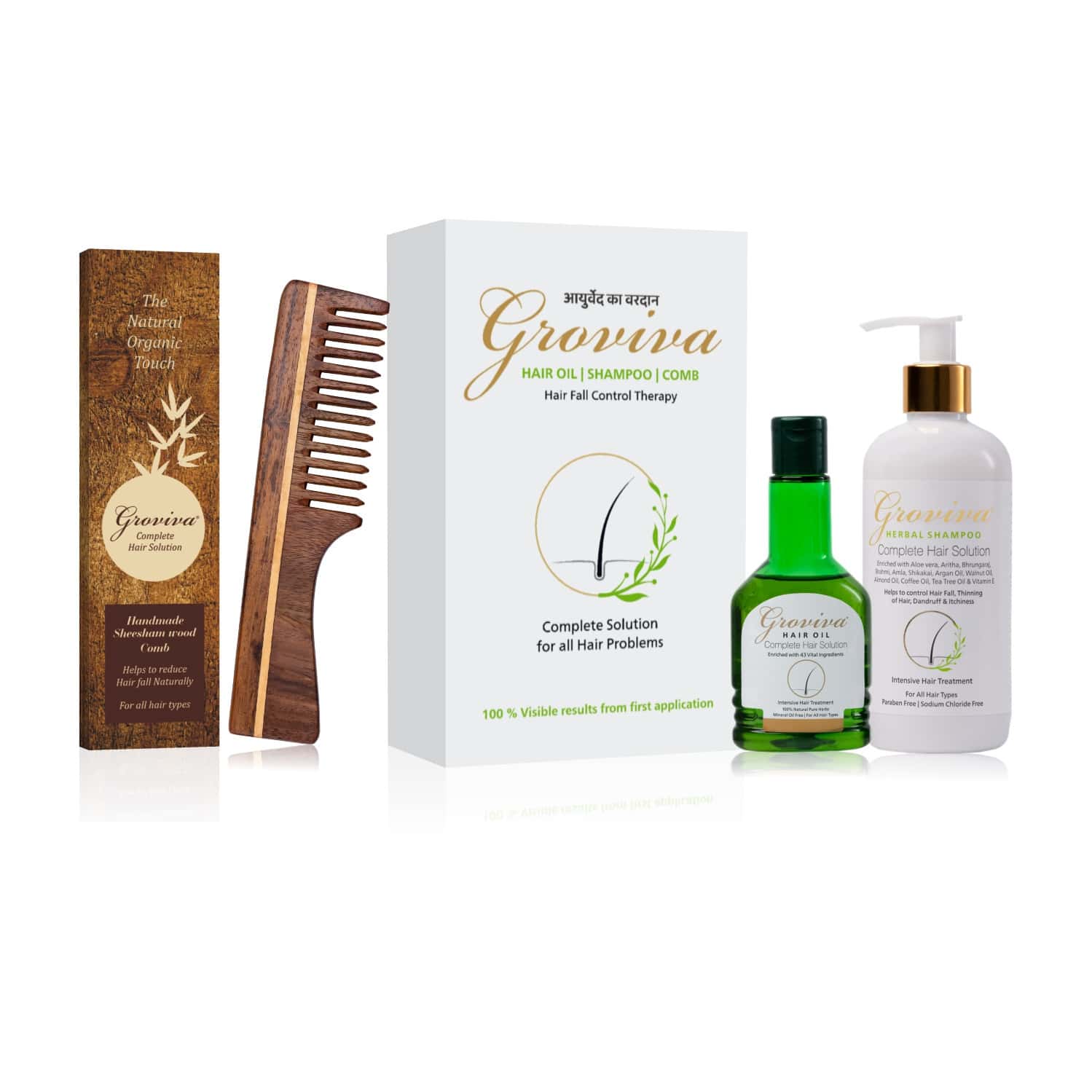 Buy GROVIVA HAIR OIL (100 ML) + HERBAL SHAMPOO (300 ML) + HANDMADE ...
