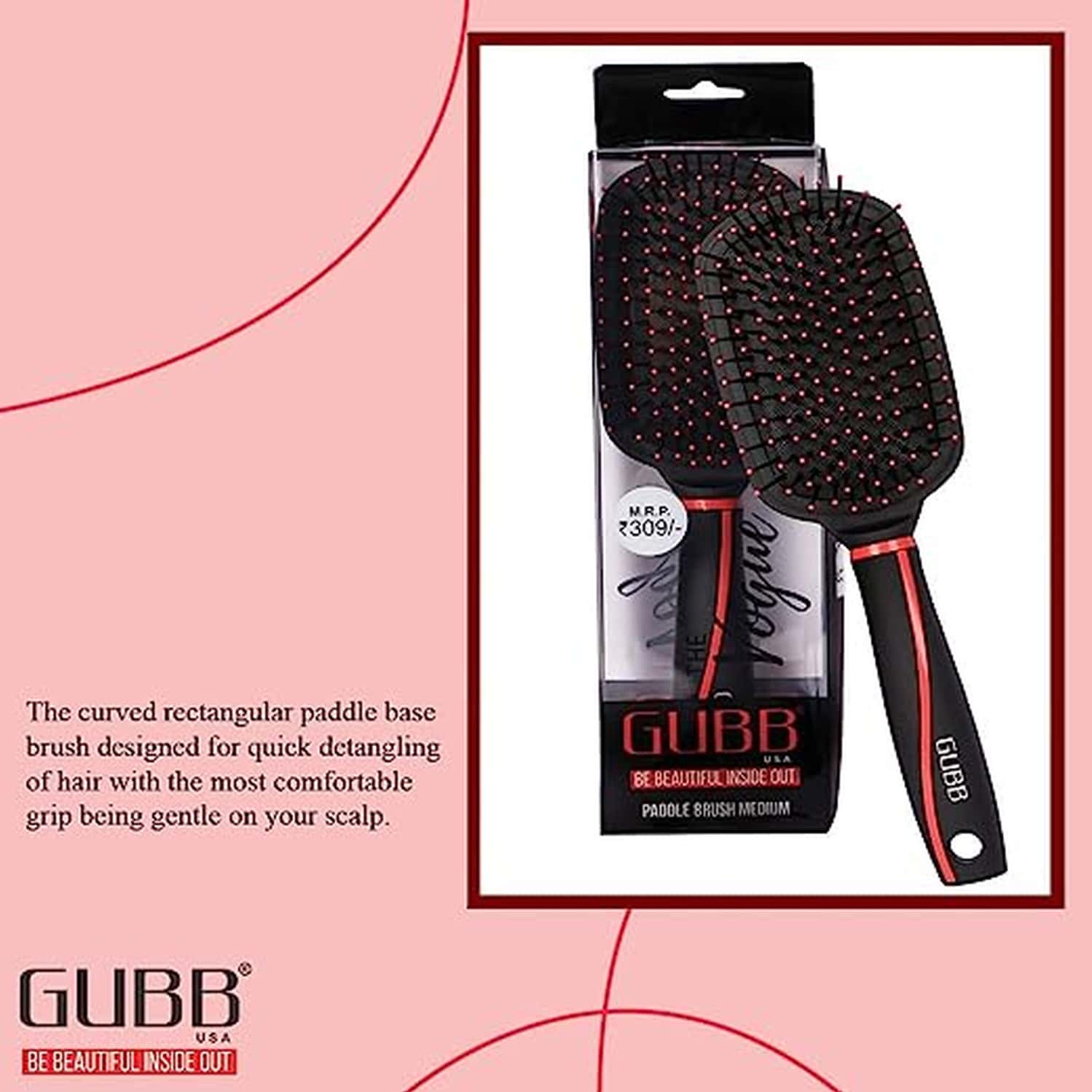 Buy GUBB VOGUE RANGE PADDLE HAIR BRUSH FOR WOMEN & MEN Online & Get ...