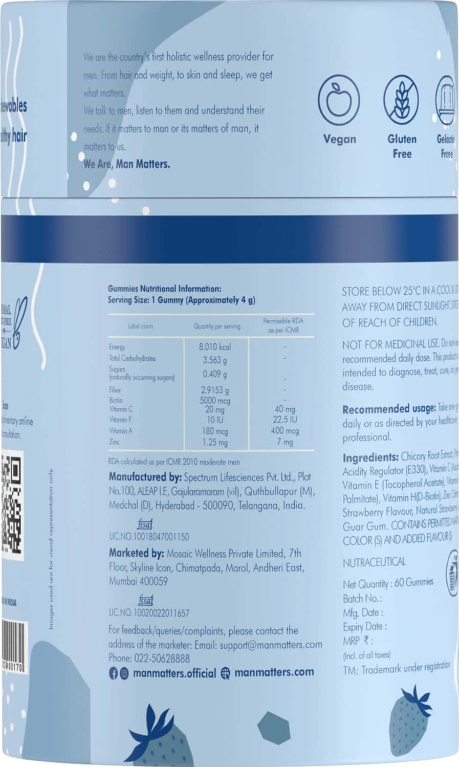 Buy MAN MATTERS NOURISH HAIR GUMMIES 60N Online & Get Upto 60% OFF at ...