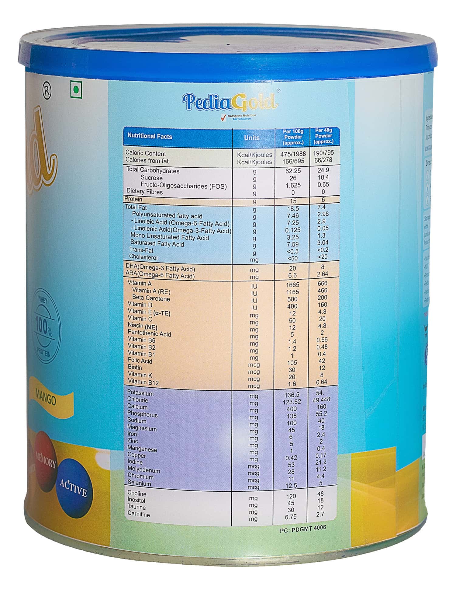 Buy Pedia Gold Mango Nutrition Drink Tin Of 400 G Online at Flat 18% ...