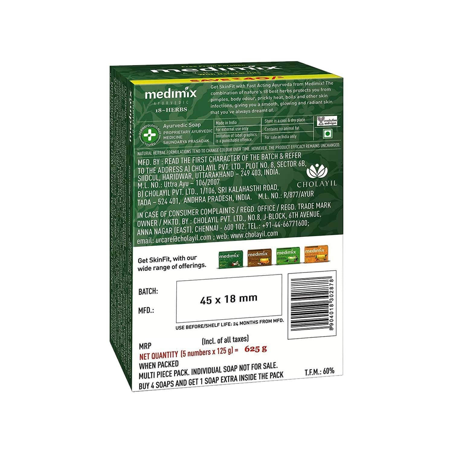 Buy Medimix Ayurvedic Classic 18 Herbs Bathing Soap - 4x125g (Get 1 ...