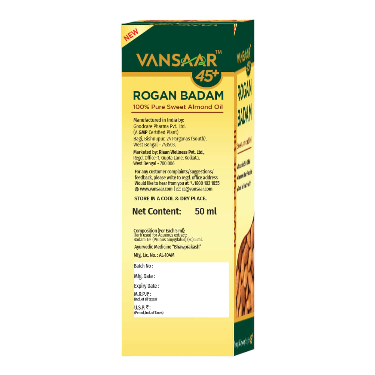 Buy VANSAAR ROGAN BADAM OIL - 50 ML Online & Get Upto 60% OFF at PharmEasy