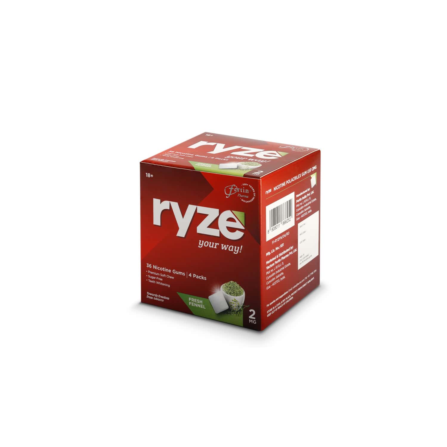 Buy RYZE NICOTINE GUM 2MG | SOFT CHEW | EASY ON THROAT I FRESH FENNEL ...