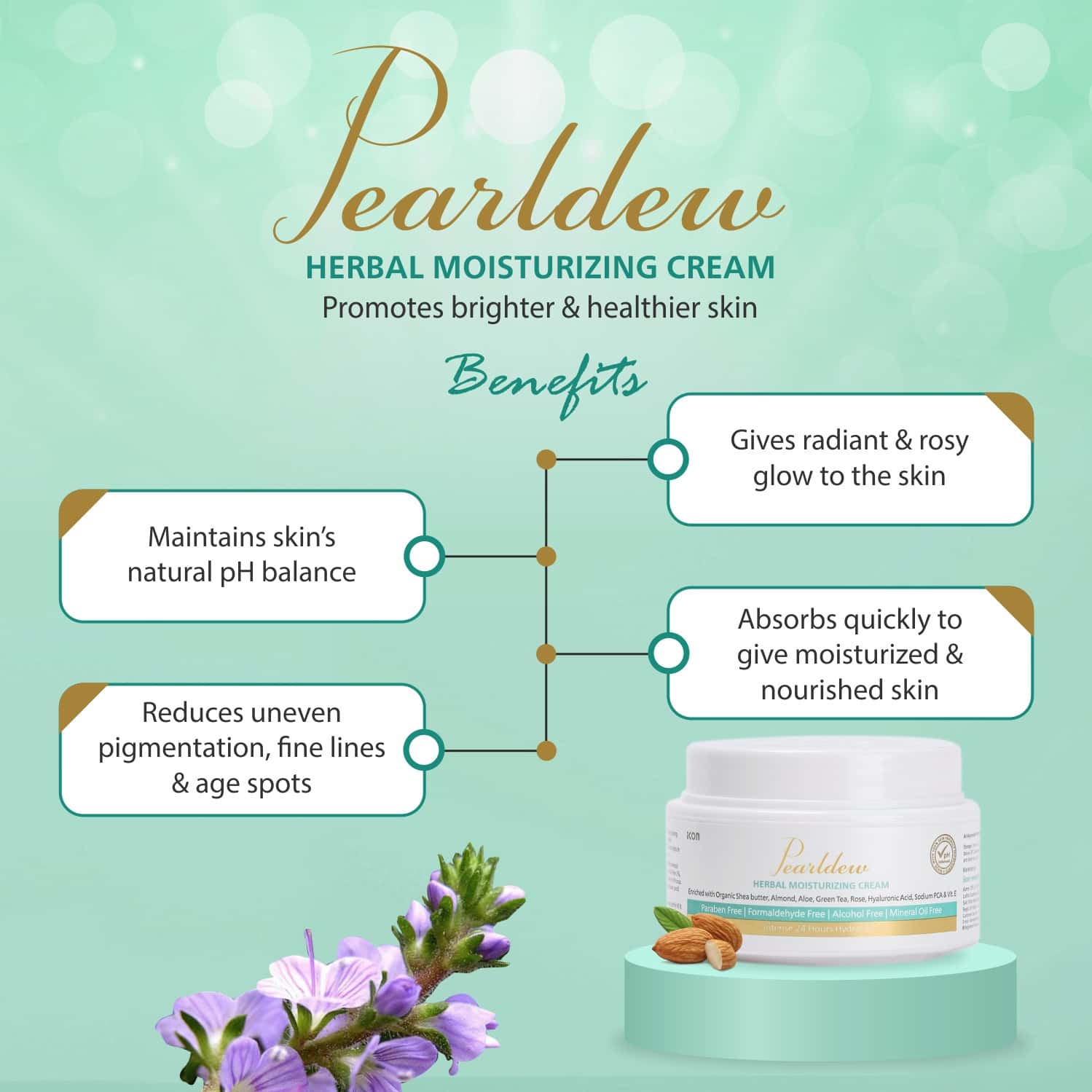 Buy PEARLDEW HERBAL MOISTURIZING CREAM 50 GM | WITH AVOCADO & BUTTERS ...