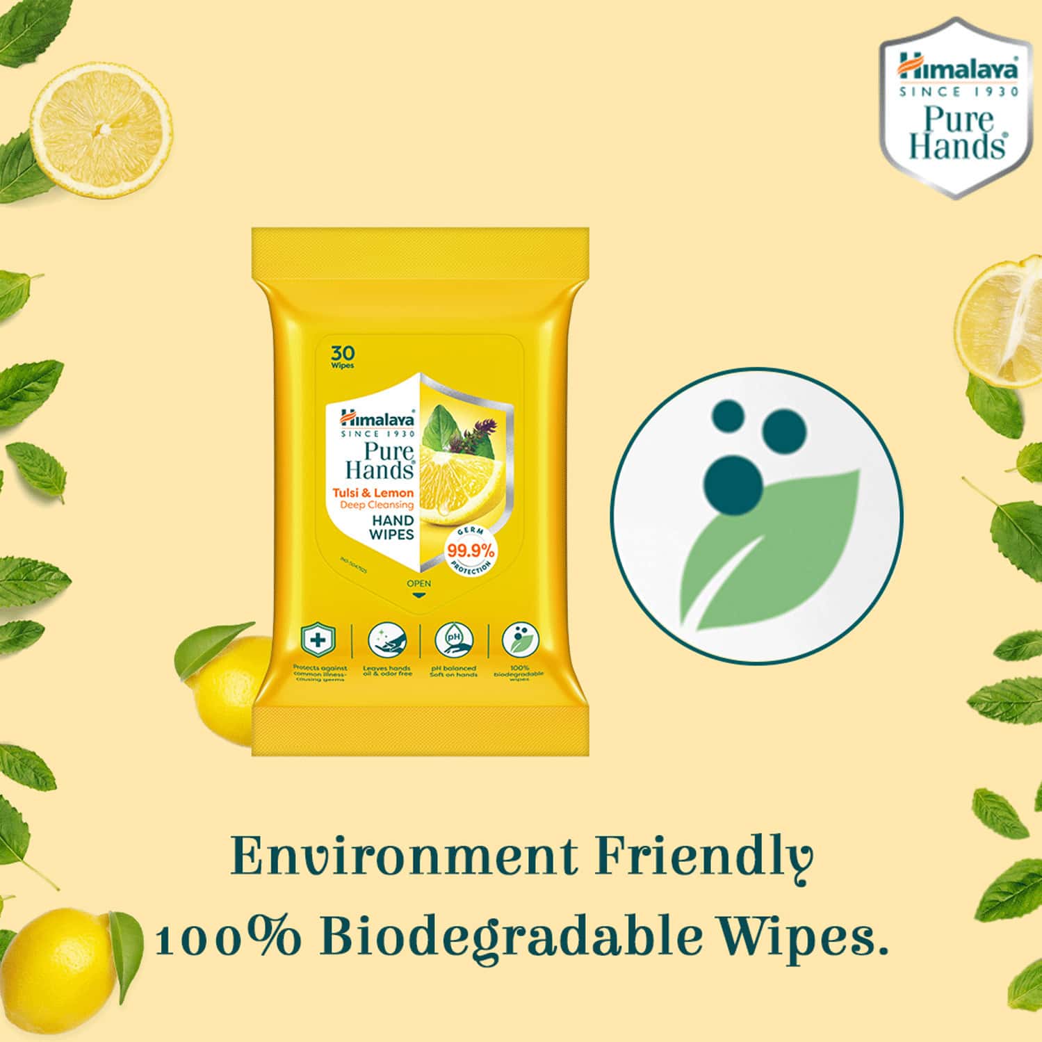 Buy HIMALAYA PURE HANDS-HAND WIPES - 30 PULLS-LEMON-KILLS 99.9% GERMS ...