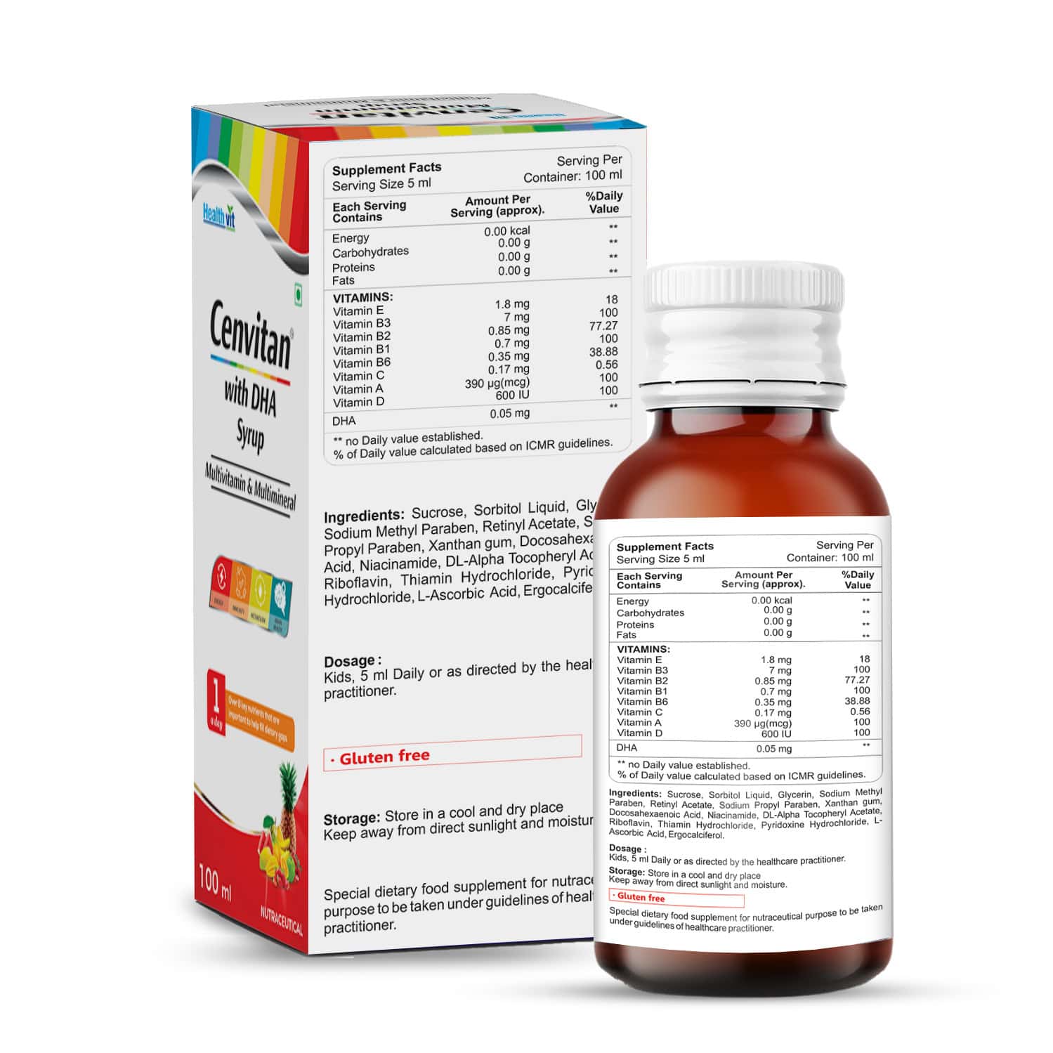 Buy HEALTHVIT CENVITAN WITH DHA SYRUP|MULTIVITAMIN & MULTIMINERALS ...