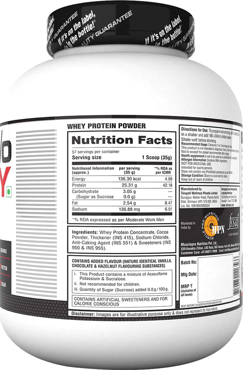 Buy LABRADA 100% WHEY PROTEIN - 4.4BS (2KG) CHOCOLATE HAZELNUT Online ...