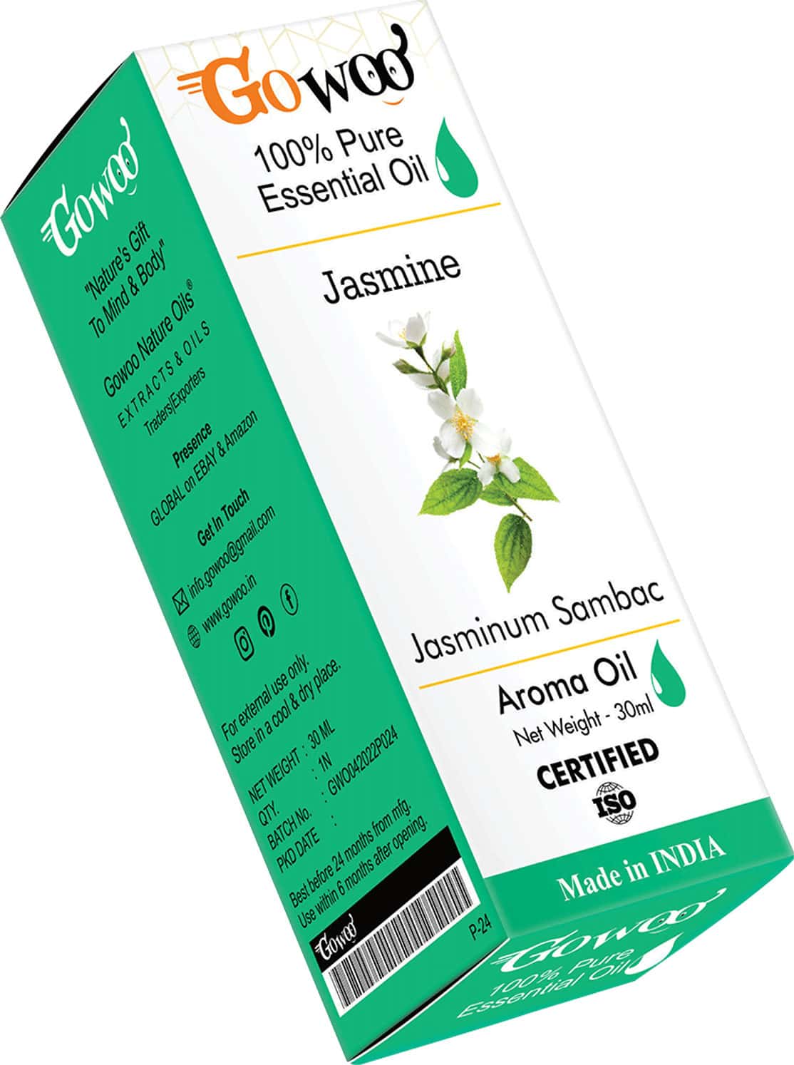 Buy GO WOO 100% PURE JASMINE SAMBAC OILS FOR HAIR SKIN & AROMATHERAPY 100% PURE & VIRGIN OILS 30 ...