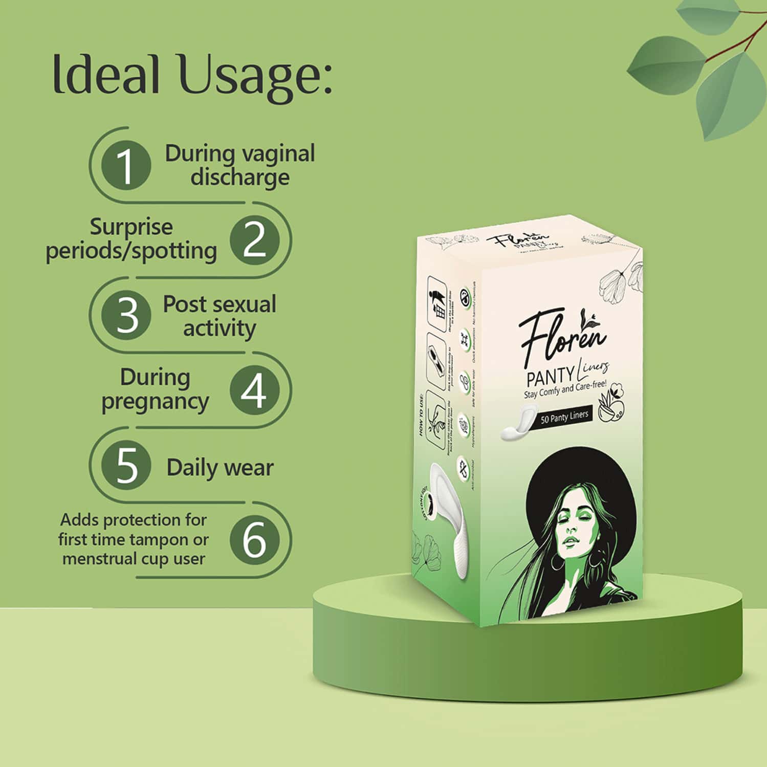 Buy FLOREN PANTY LINERS |COTTONY-SOFT SURFACE WITH 185MM OPTIMAL ...