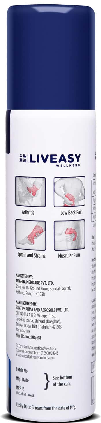 Buy LIVEASY WELLNESS PAIN RELIEF SPRAY 55GM Online & Get Upto 60% OFF ...