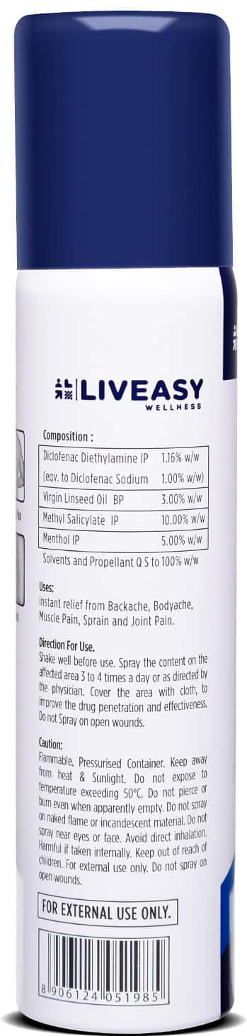 Buy LIVEASY WELLNESS PAIN RELIEF SPRAY 55GM Online & Get Upto 60% OFF ...